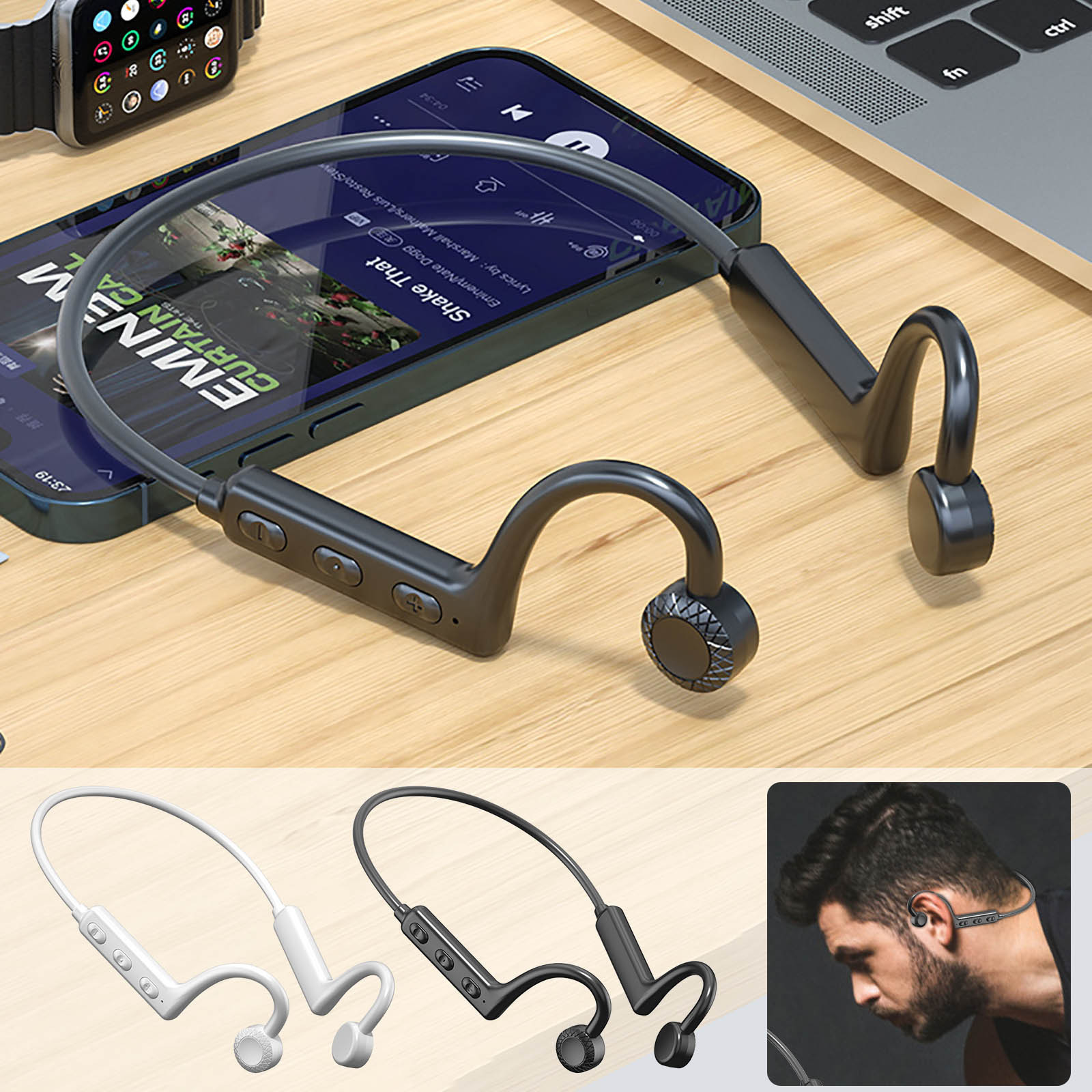 Latrodar Wireless Bluetooth Headset No Ear Conduction Neck Headset ...