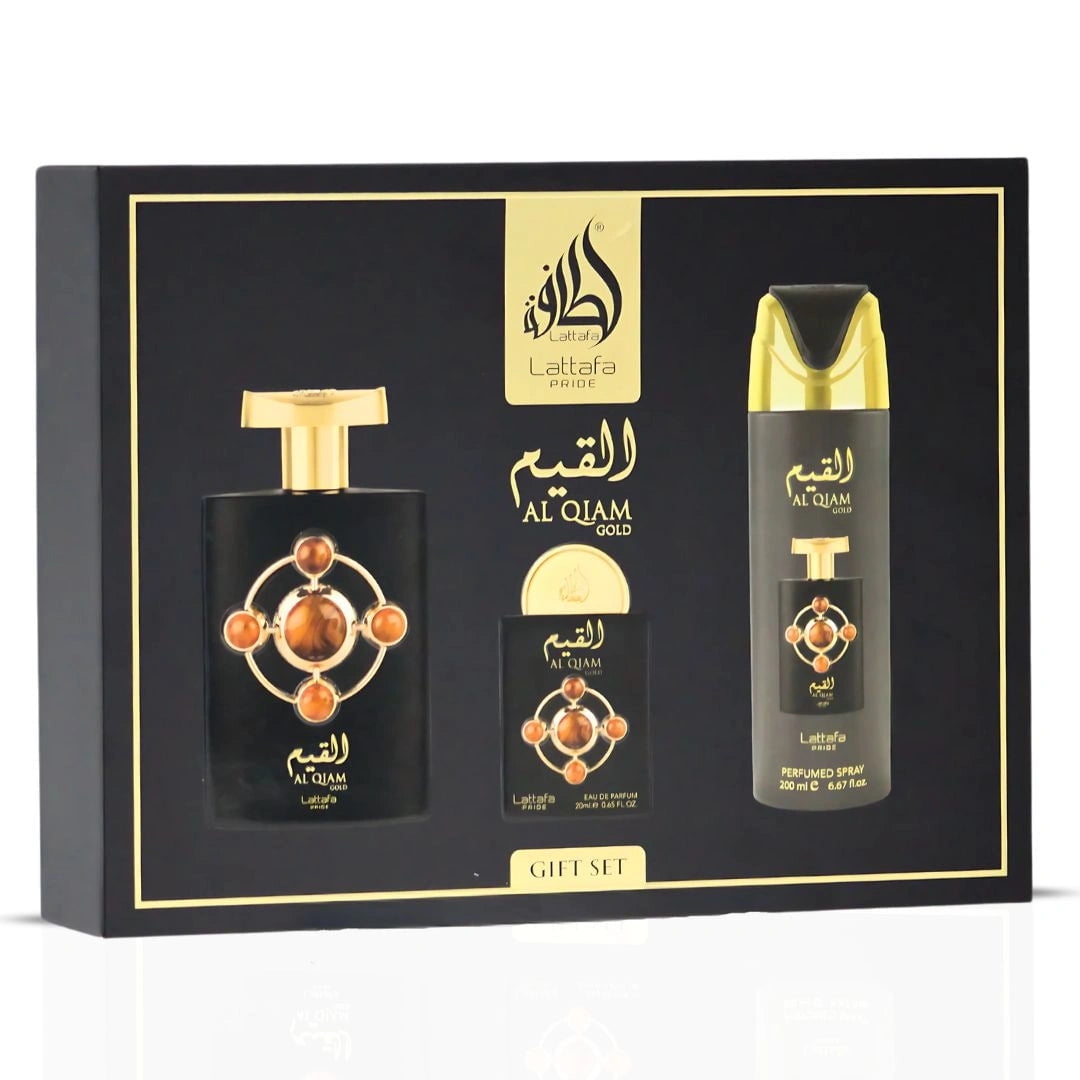 Lattafa Pride Al Qiam Gold 3-Piece Eau de Parfum Gift Set | A Gilded ...