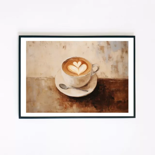 Latte Art Coffee Shop Painting Illustration 7X5 Retro Wall Decor Fine ...