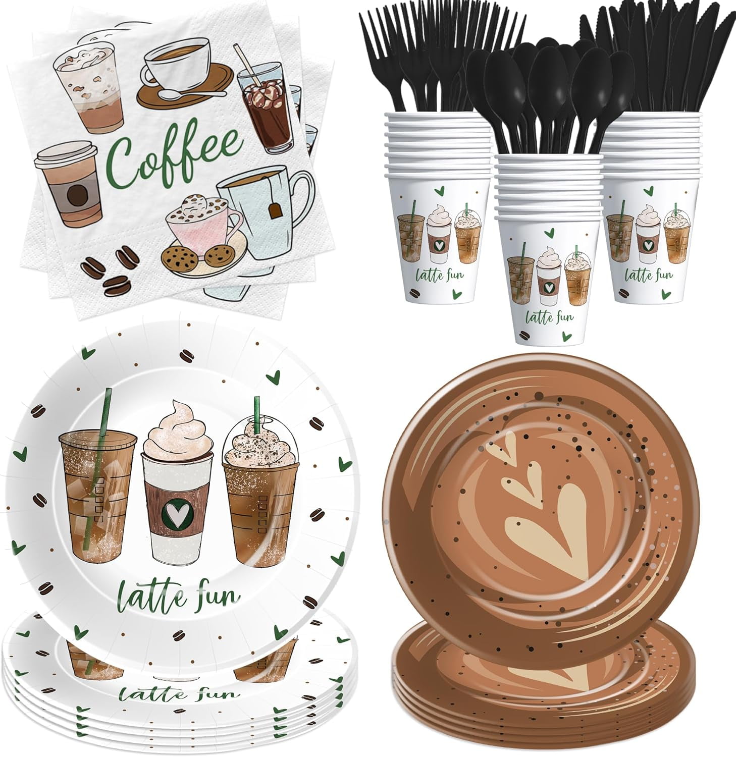 Latte Fun Themed Disposable Coffee Party Set, Including Coffee ...