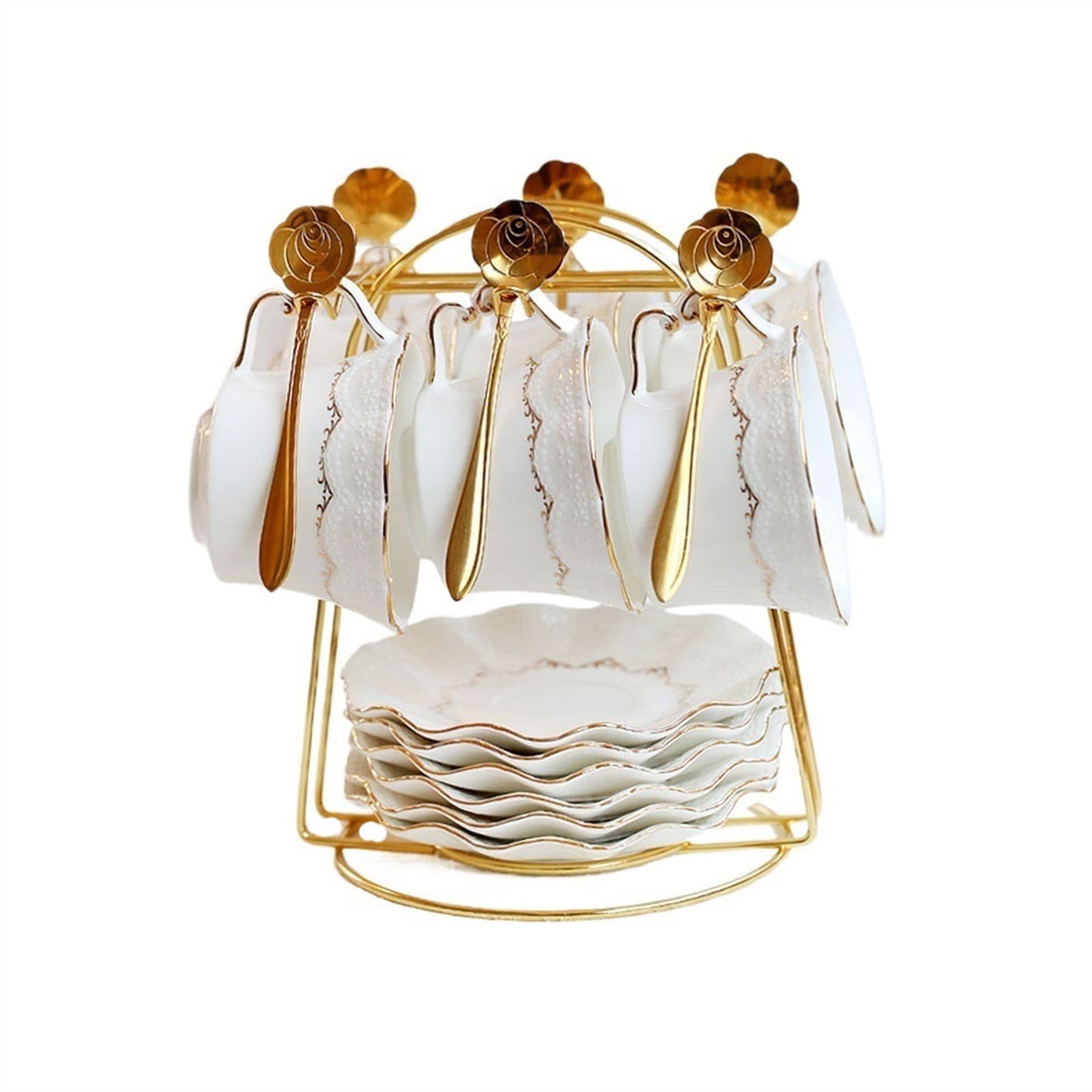 Latte Mug European Style Flower Tea Cup Set Luxury Ceramic Coffee Mugs ...