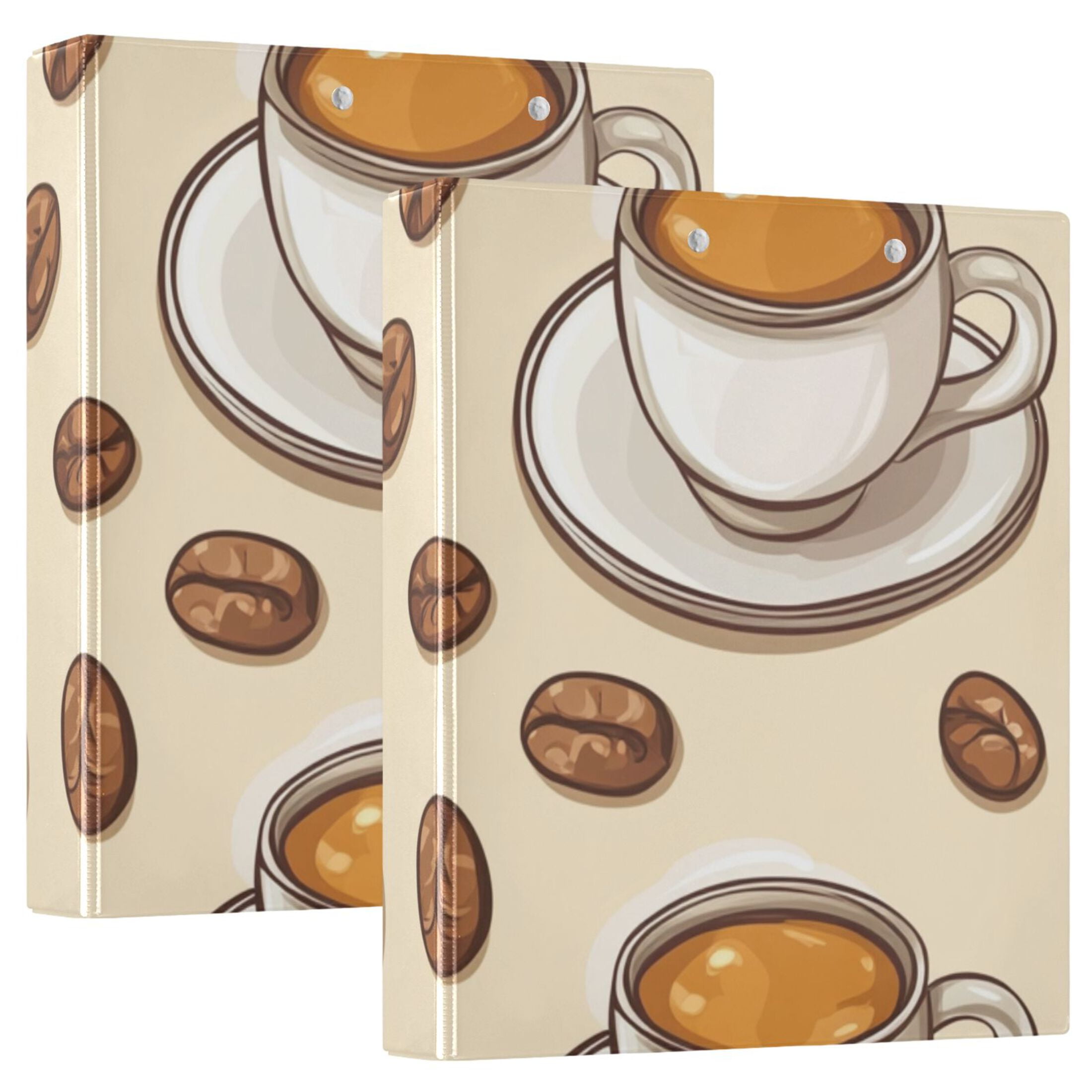 Latte and Coffee Beans 3 Ring Binders 1.5 inch Hardcover File Folders ...