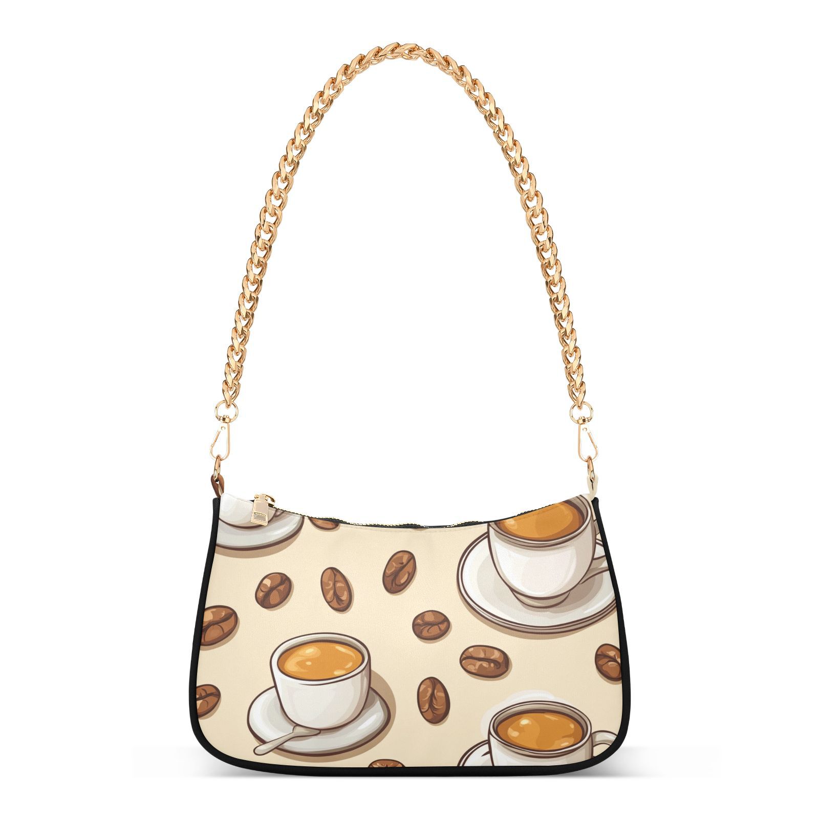 Latte and Coffee Beans Women Handbags Shoulder Bag Cross Body Bag with ...