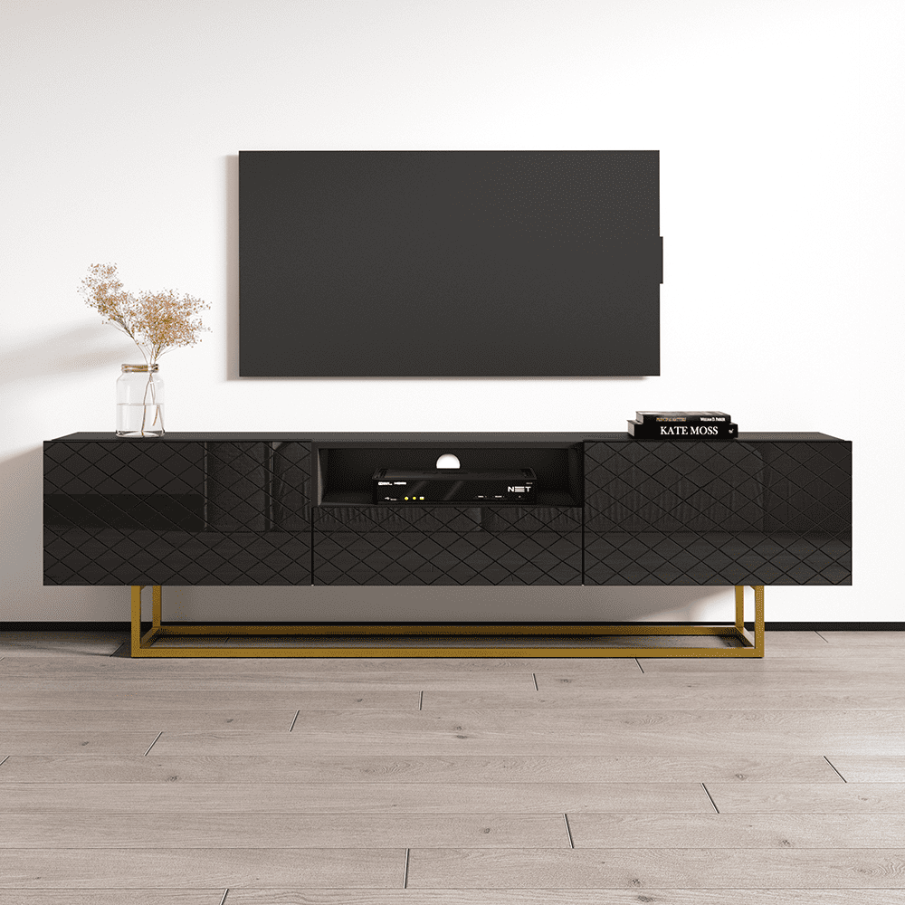 Lattice 01 Mid-Century Modern TV Stand for TVs up to 85", High Gloss ...