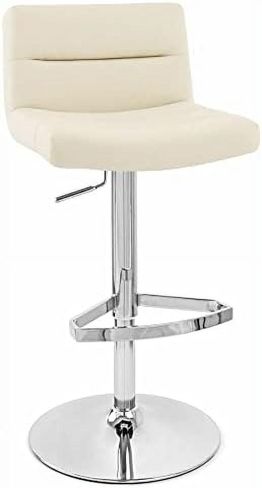 Lattice Adjustable Height Swivel Armless Stool with Chrome Base - Cream ...