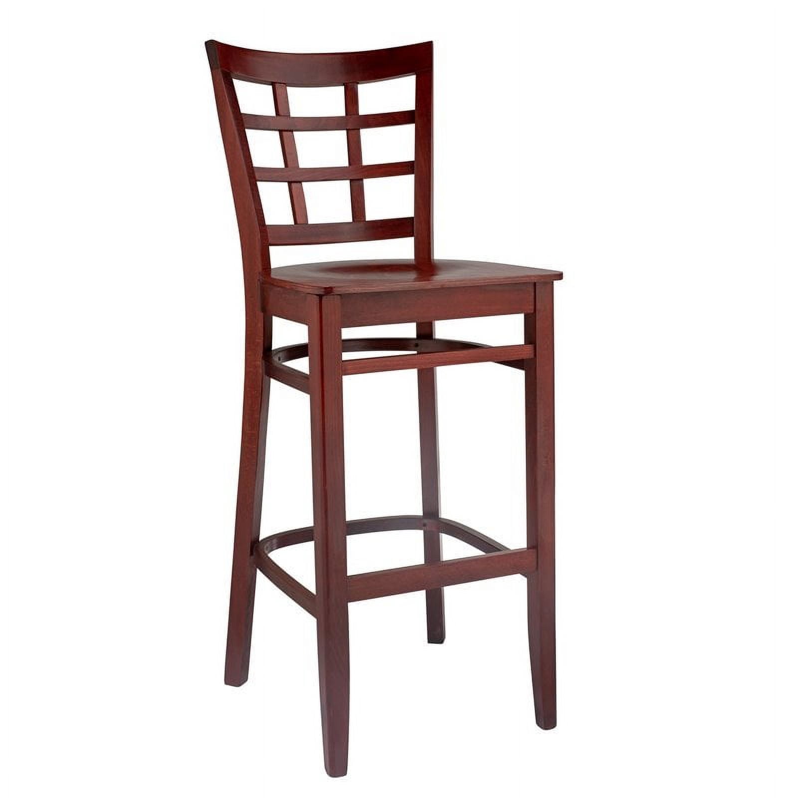 Lattice Bar Stool in Mahogany with Wood Seat - Walmart.com