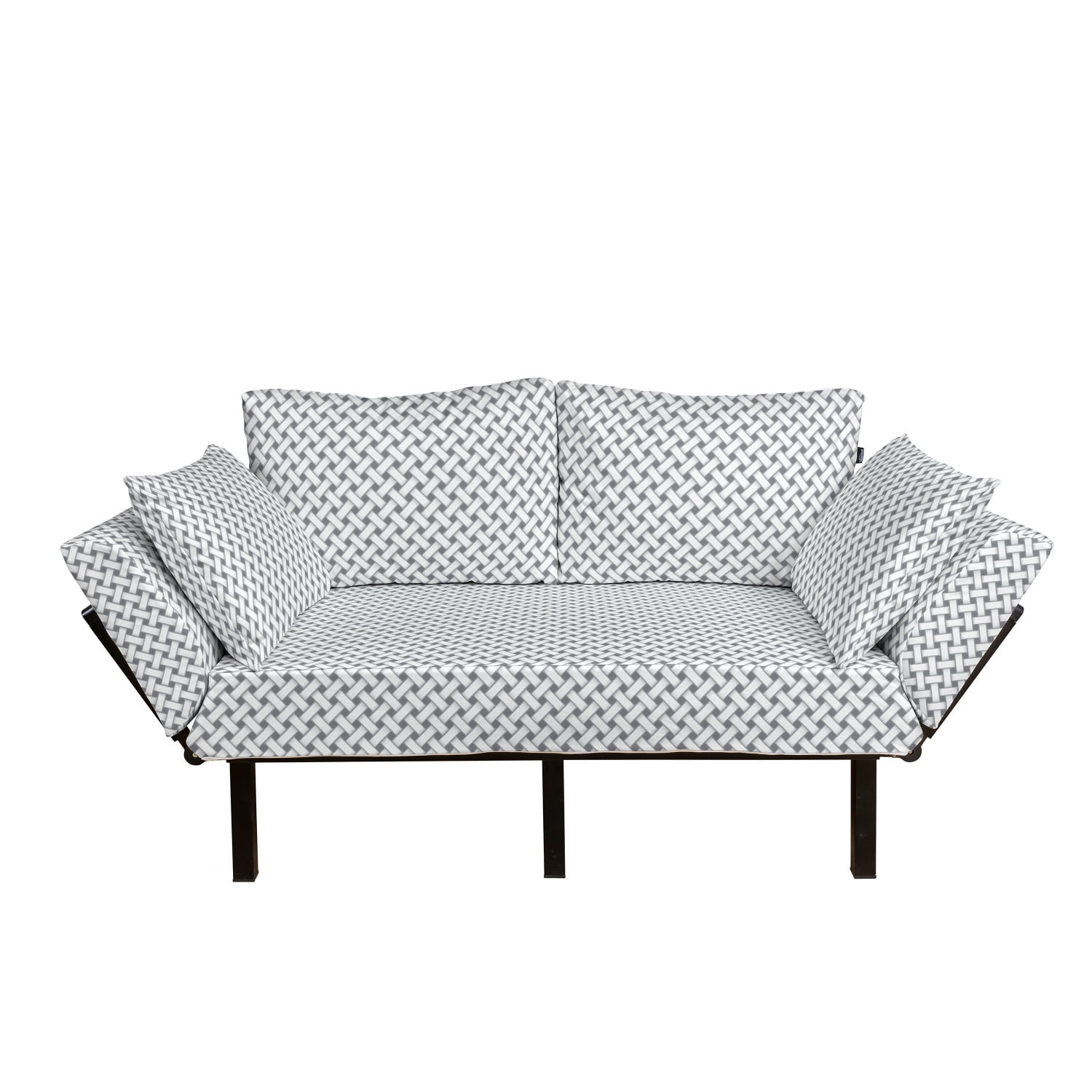 Lattice Futon Couch, Diagonal Interlacing Stripes Design on a Grey ...