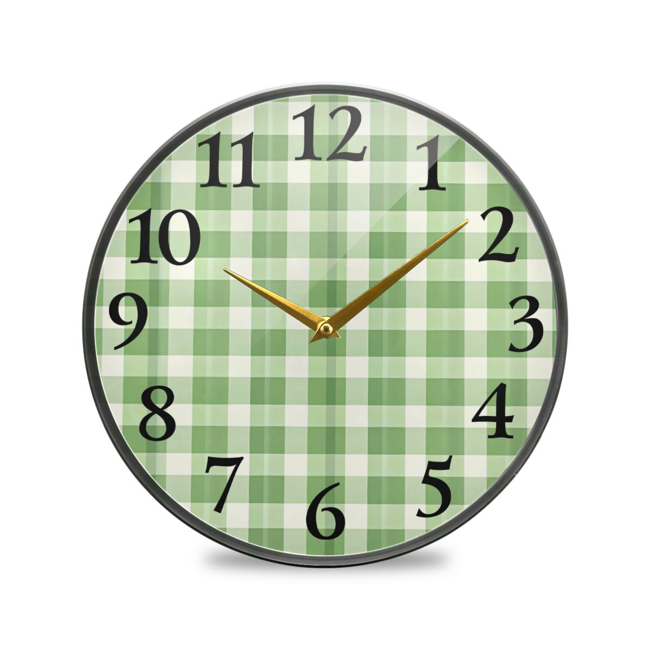 Lattice Green Grid Wall Clocks Battery Operated 9.5 Inch Round Clock ...
