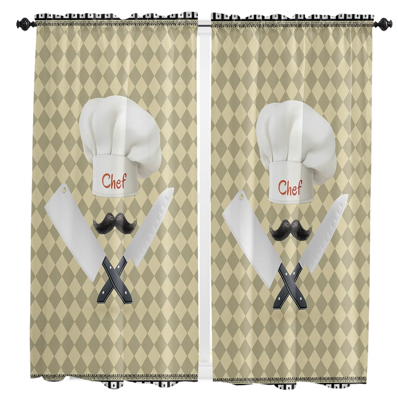 Lattice Kitchen Chef Border Curtain Home Decoration Living Room Short ...