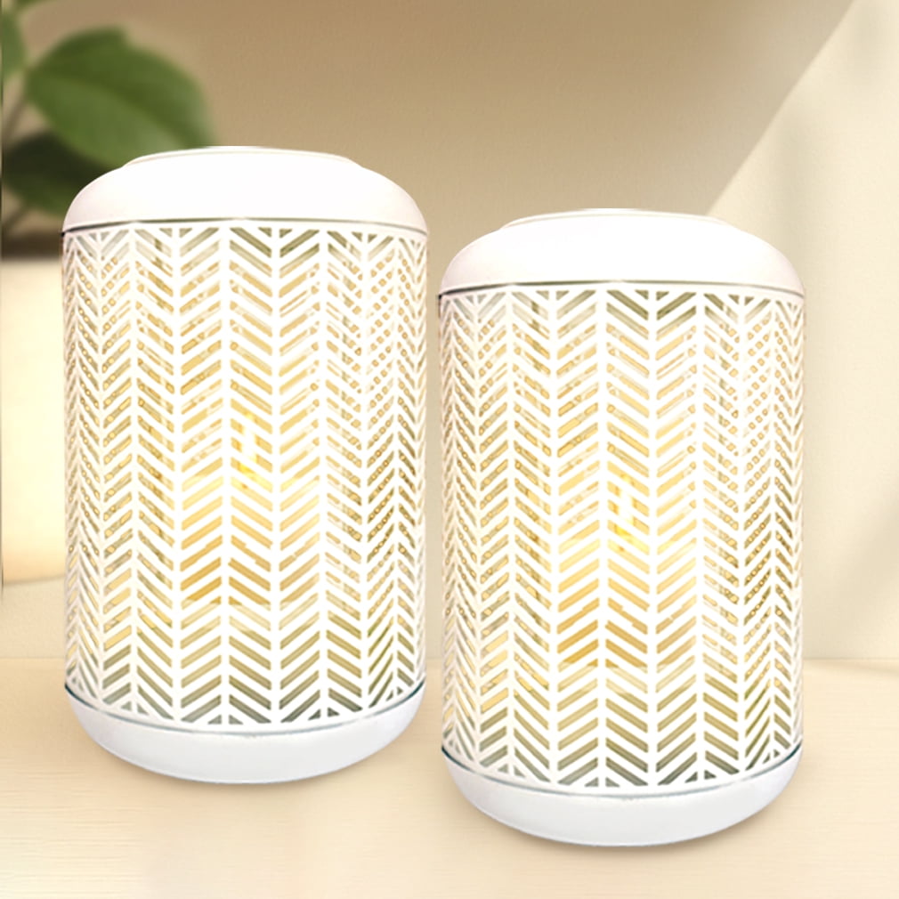 Candle Lantern with Glass and Decorative White Lattice Pattern for Home ...