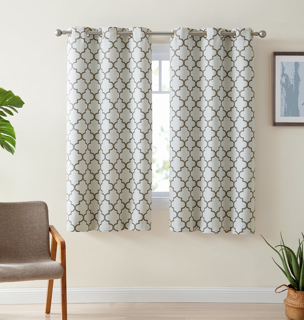 THD Royal Lattice Decorative Privacy Room Darkening Grommet Window Drapes Curtain Panels - Pair ...