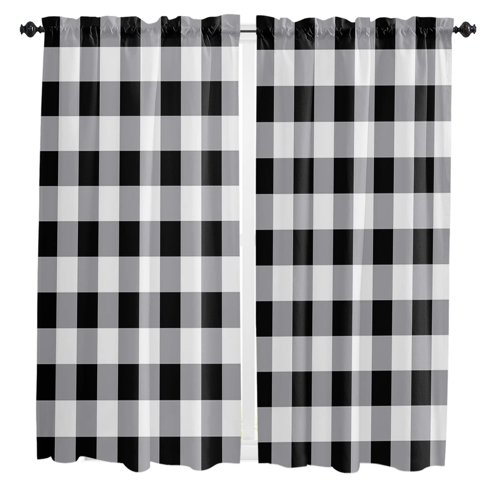 Lattice Simple Plaid Curtains for Living Room Bedroom Curtains Kitchen ...