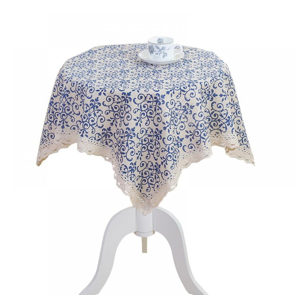 Lattice Small Square Tablecloth Rustic Lace Cotton Linen Fabric Red ...