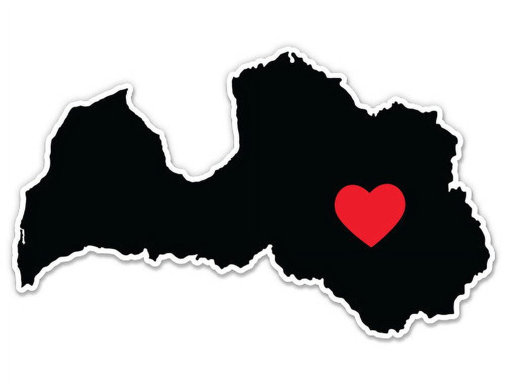 Latvia Country Shape Heart - 5" Vinyl Sticker - For Car Laptop I-Pad ...