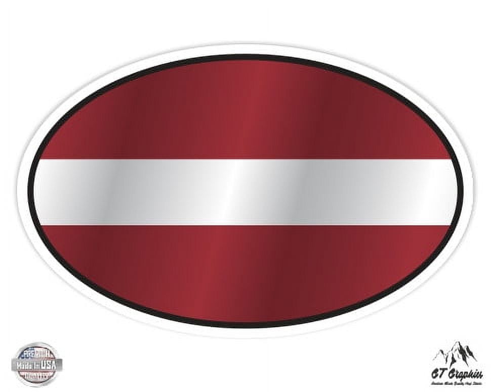 Latvia Flag Oval - 7" Vinyl Sticker - For Car Laptop I-Pad - Waterproof ...