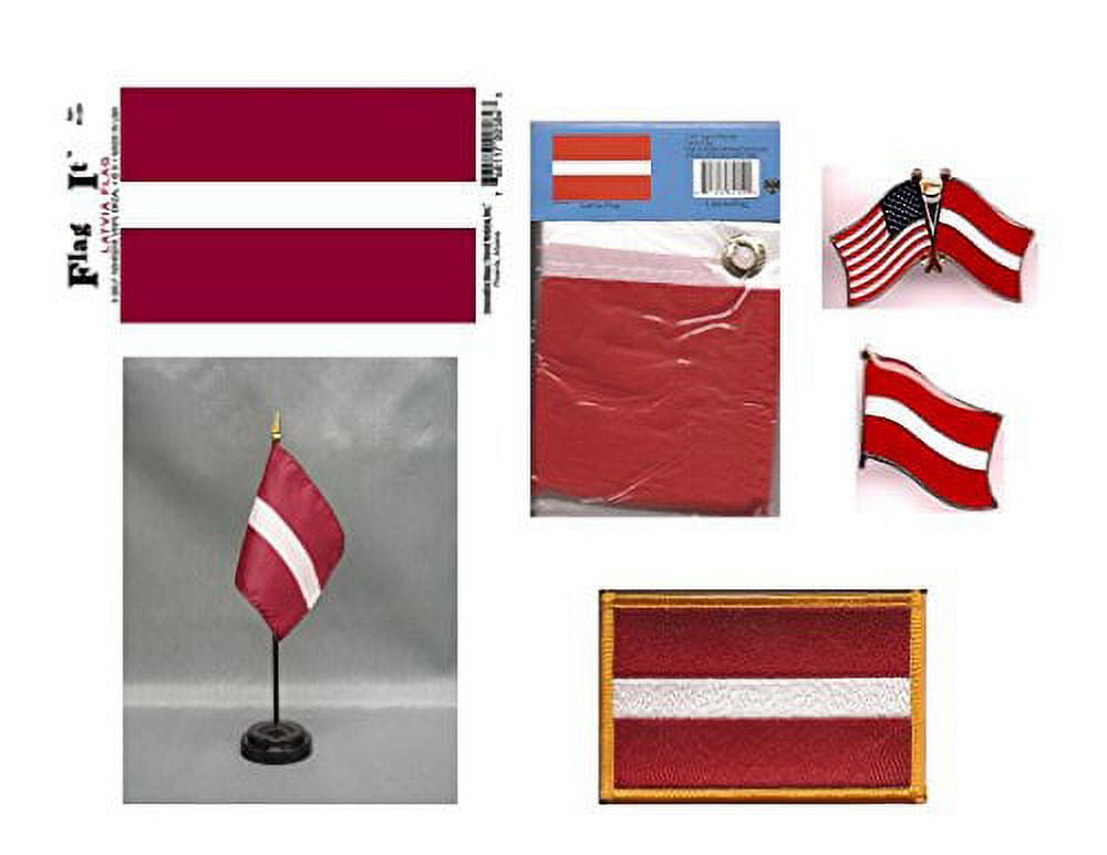 Latvia Heritage Flag Pack - Includes a Latvian 3x5' Flag, Vinyl Flag ...