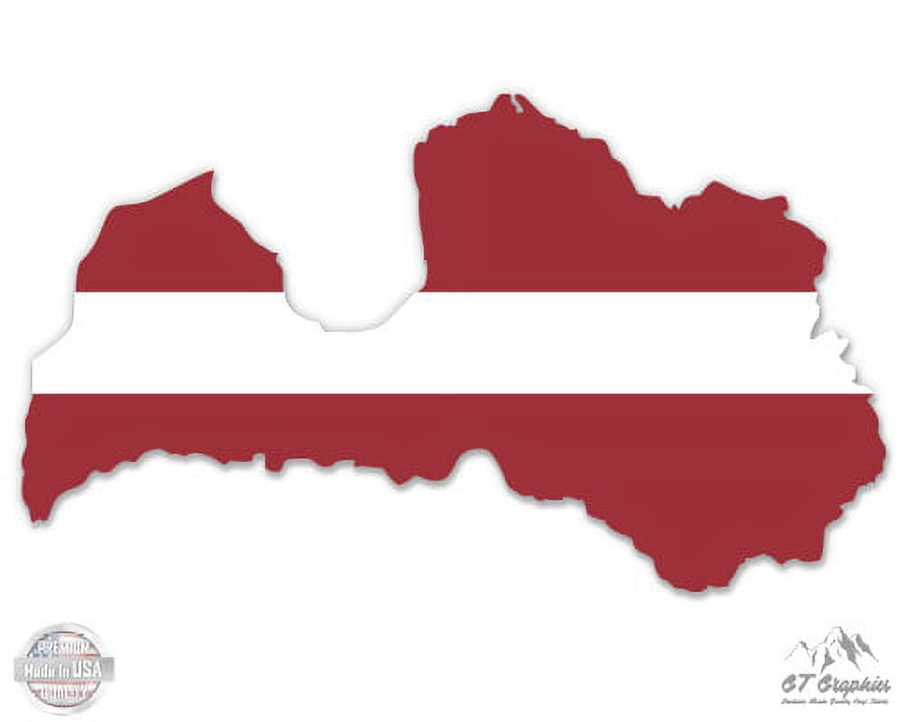 Latvia Map Flag Country Shape - 8" Vinyl Sticker - For Car Laptop I-Pad ...