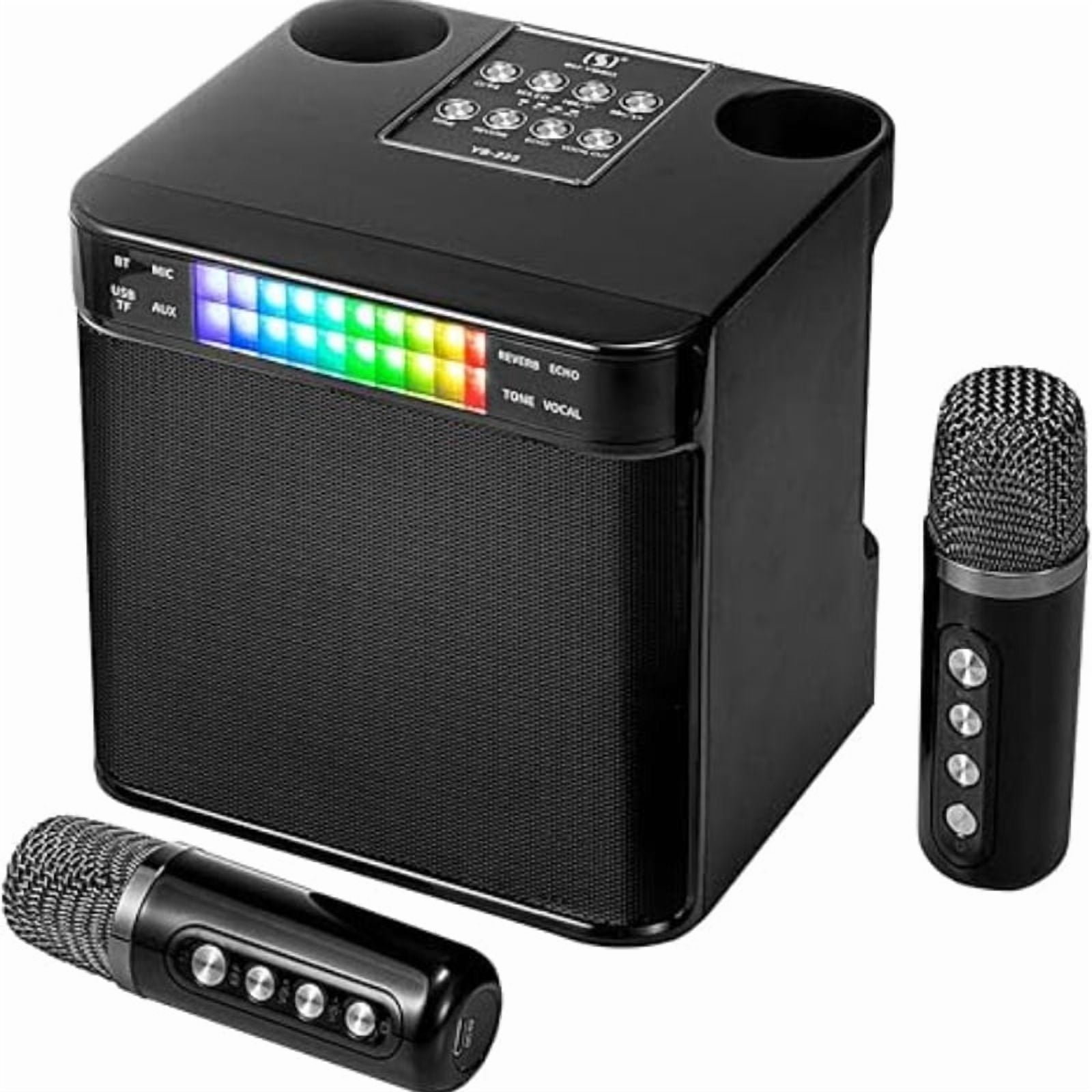Laucnpty Karaoke Machine with 2 Wireless Mics, RGB Lights & Sound ...
