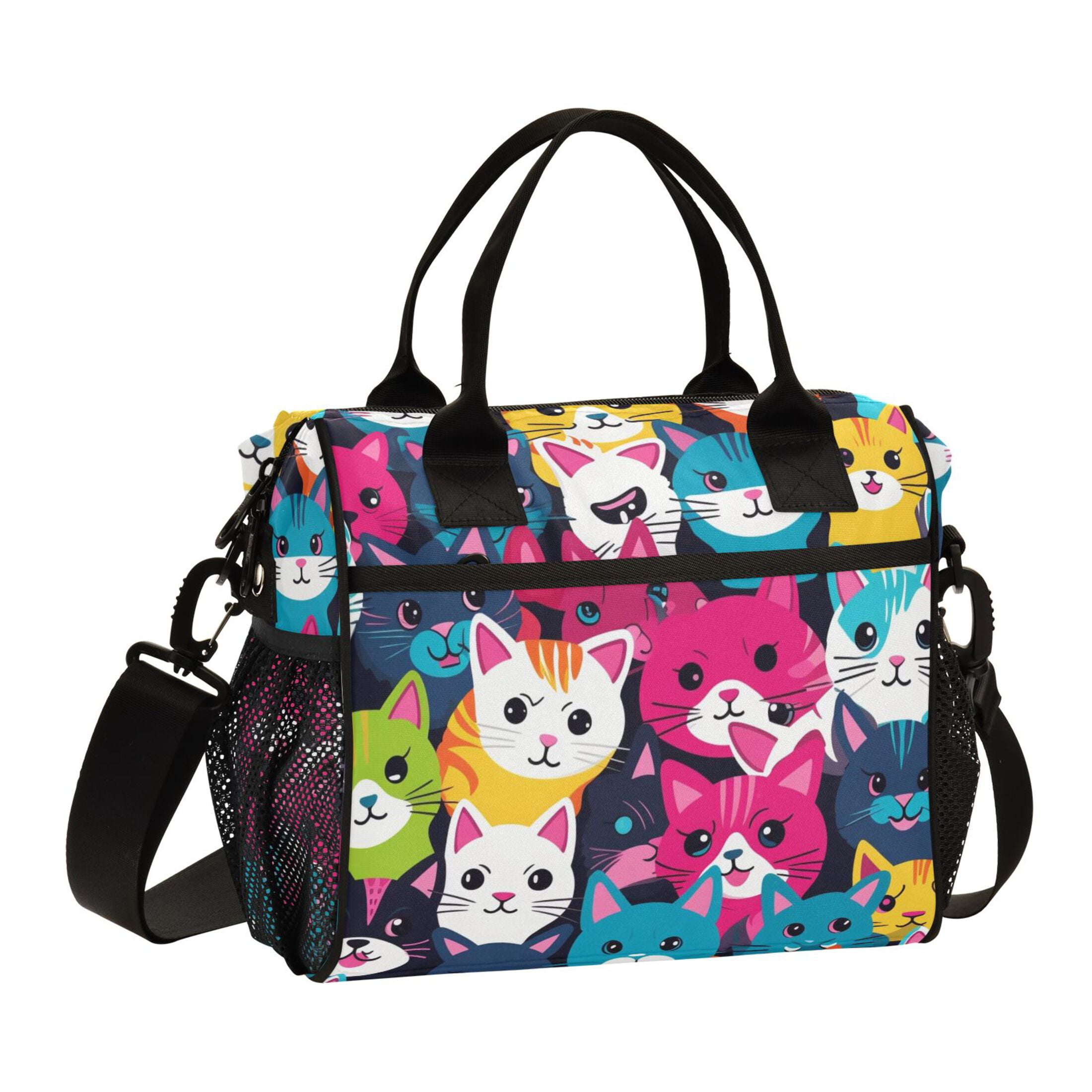 Laugh Cats Face Lunch Bag Insulated Lunch Box Leakproof Reusable Cooler ...