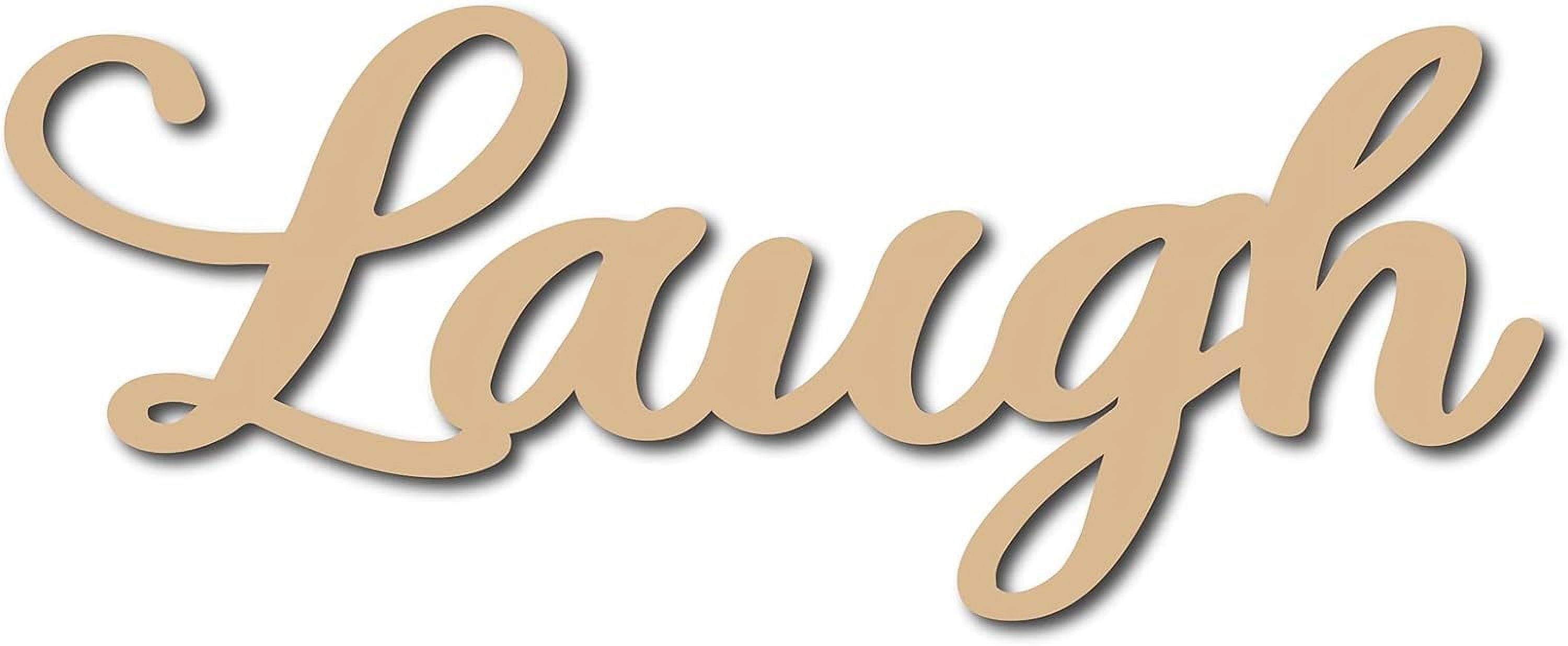 Laugh Wood Sign Letters Cutout Word Sign Wall Decor Rustic Art Laser ...