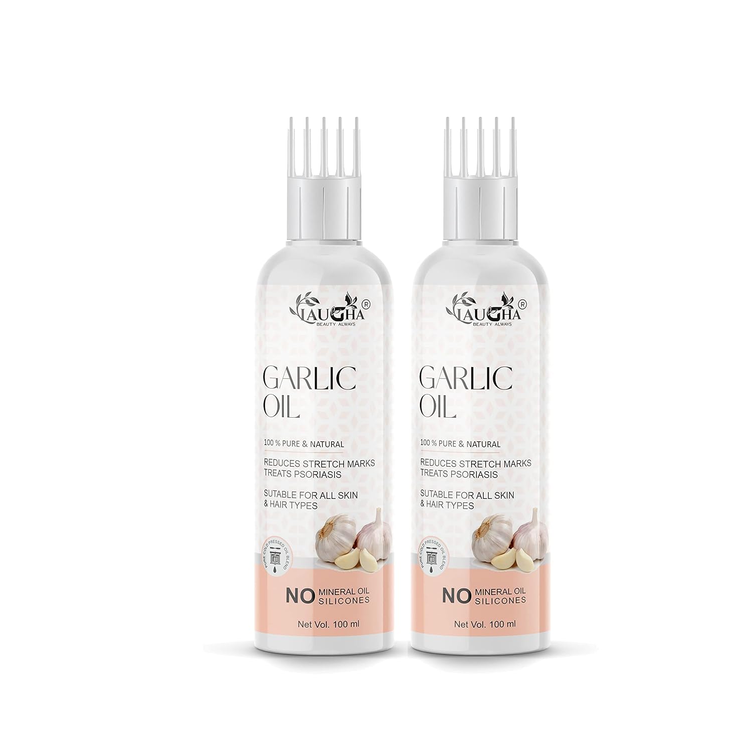 Laugha Pure Garlic Oil with comb Applicator Cold Pressed For Non Sticky ...