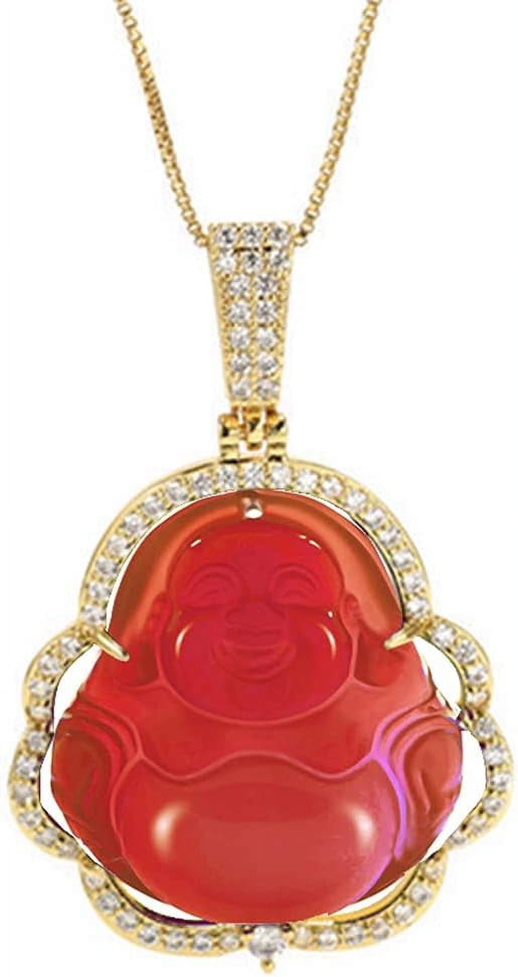 Laughing Buddha Necklace for Women & Men Red Jade Buddha Chain Pendant ...