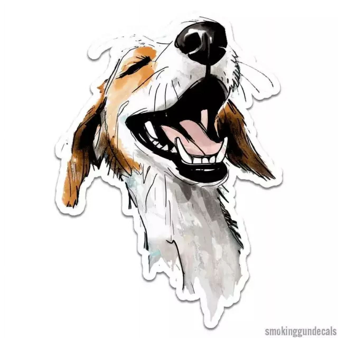 Laughing Happy Dog Sticker Indoor Outdoor Phone Decal Water Bottle ...