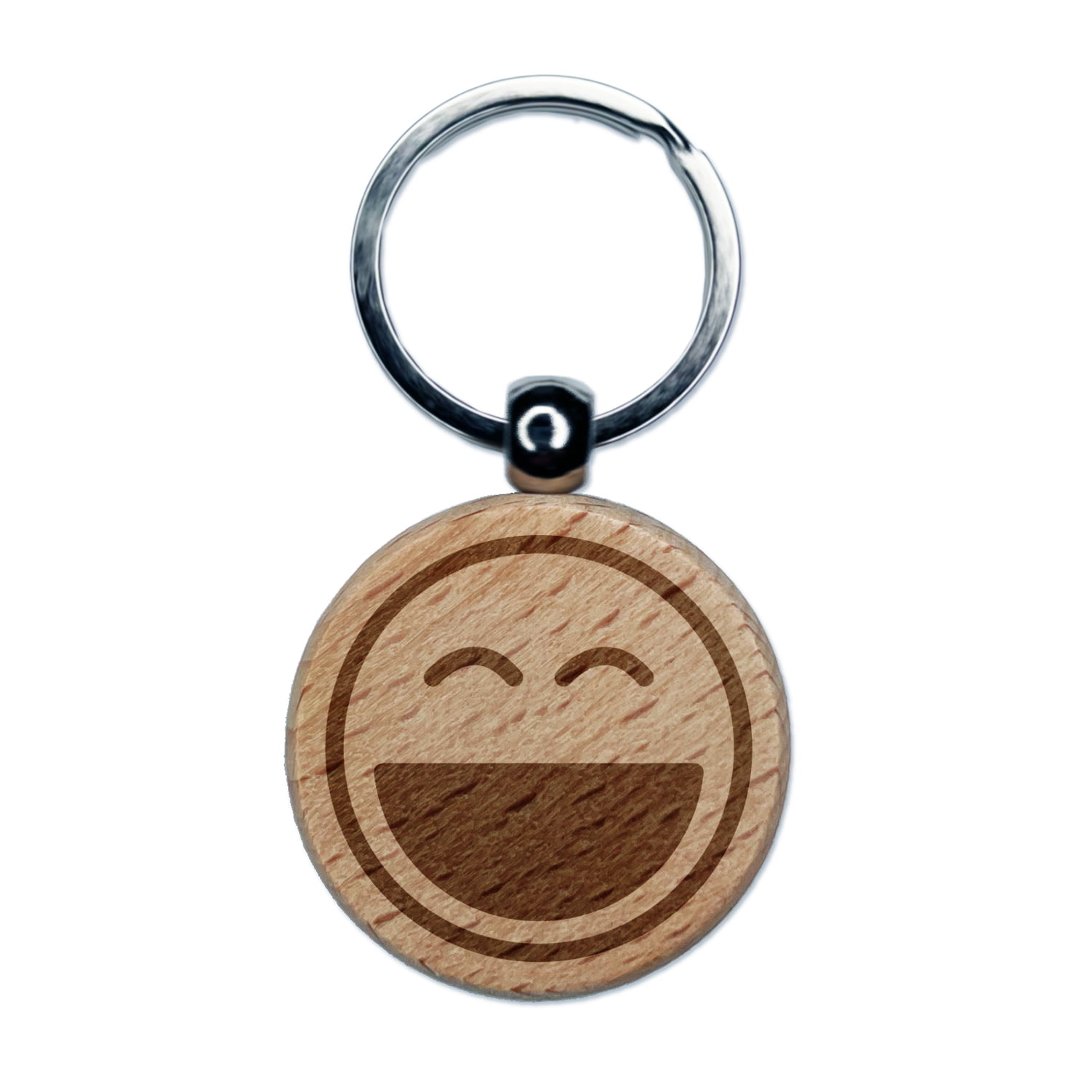 Laughing Happy Face Big Smile Mouth Emoticon Round Keychain Charm Tag ...