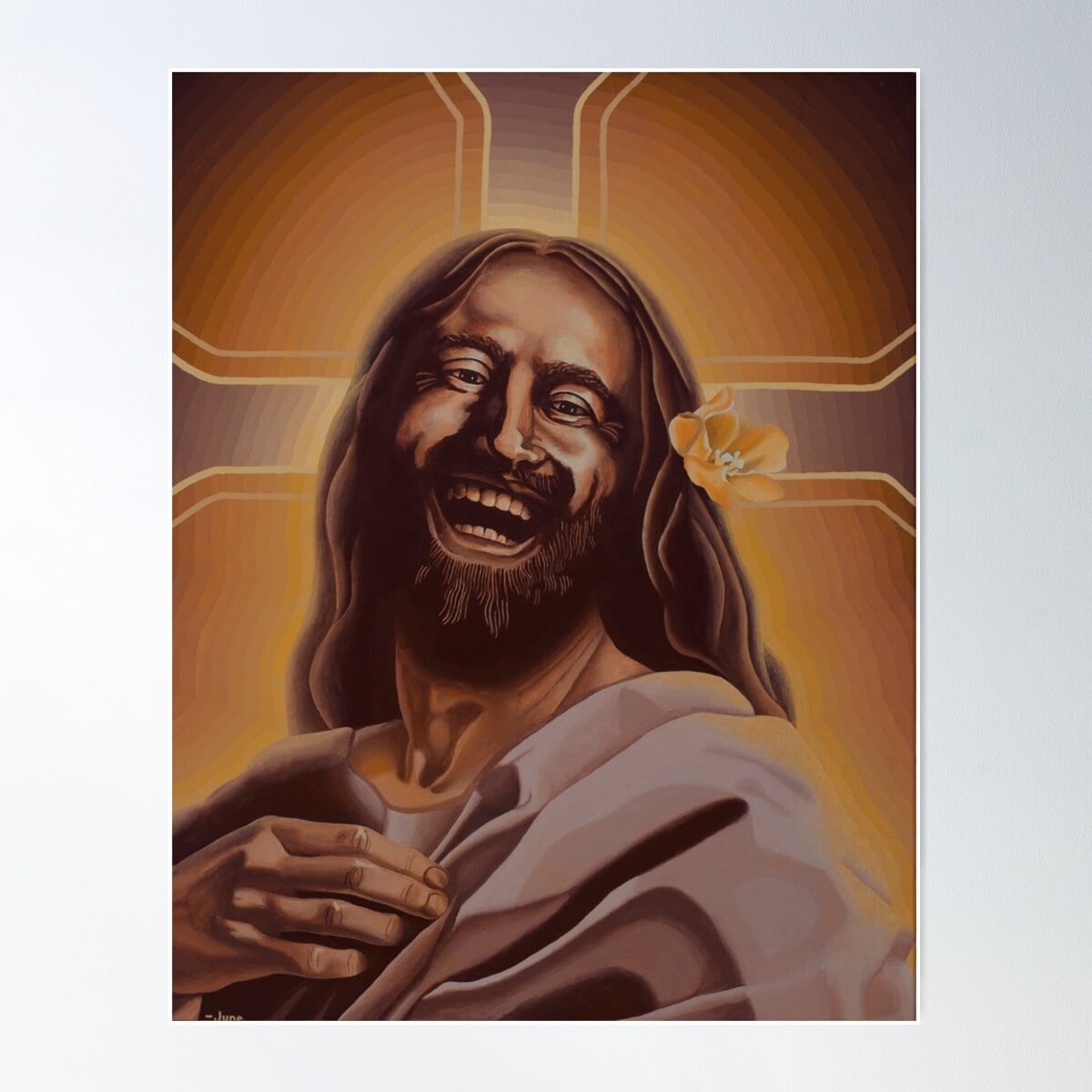 Laughing Jesus Poster Wall Art, Modern Wall Decor For Living Room ...