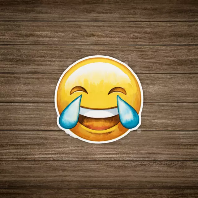 Laughing Tears Emoji Sticker - Colorful Watercolor Decal For Laptops ...