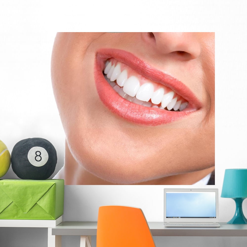 Laughing Woman Smile with Wall Mural by Wallmonkeys Peel and Stick ...