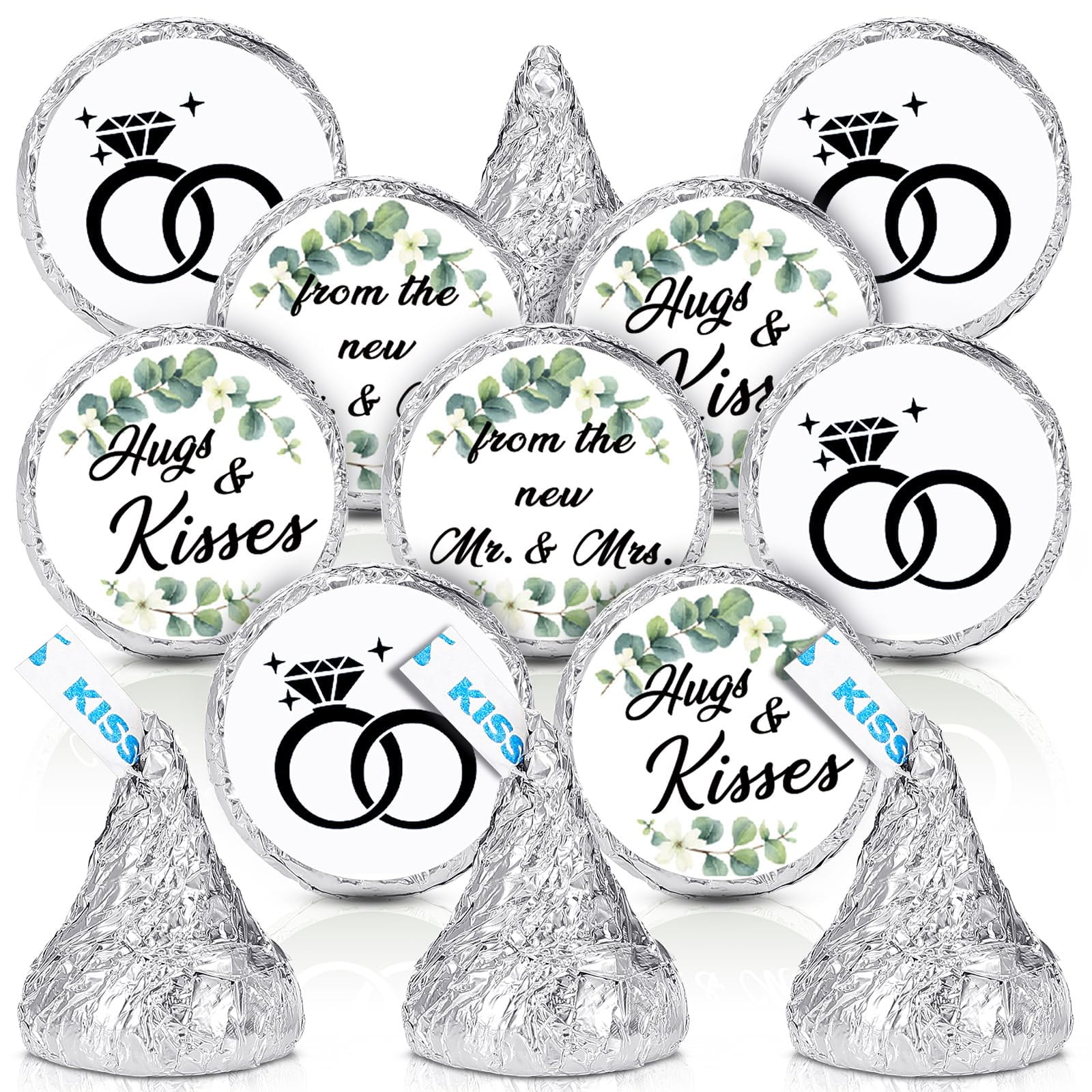 Laumoi 1000 Pcs Hugs ESF27 and Kisses Wedding Stickers, Chocolate Drops ...