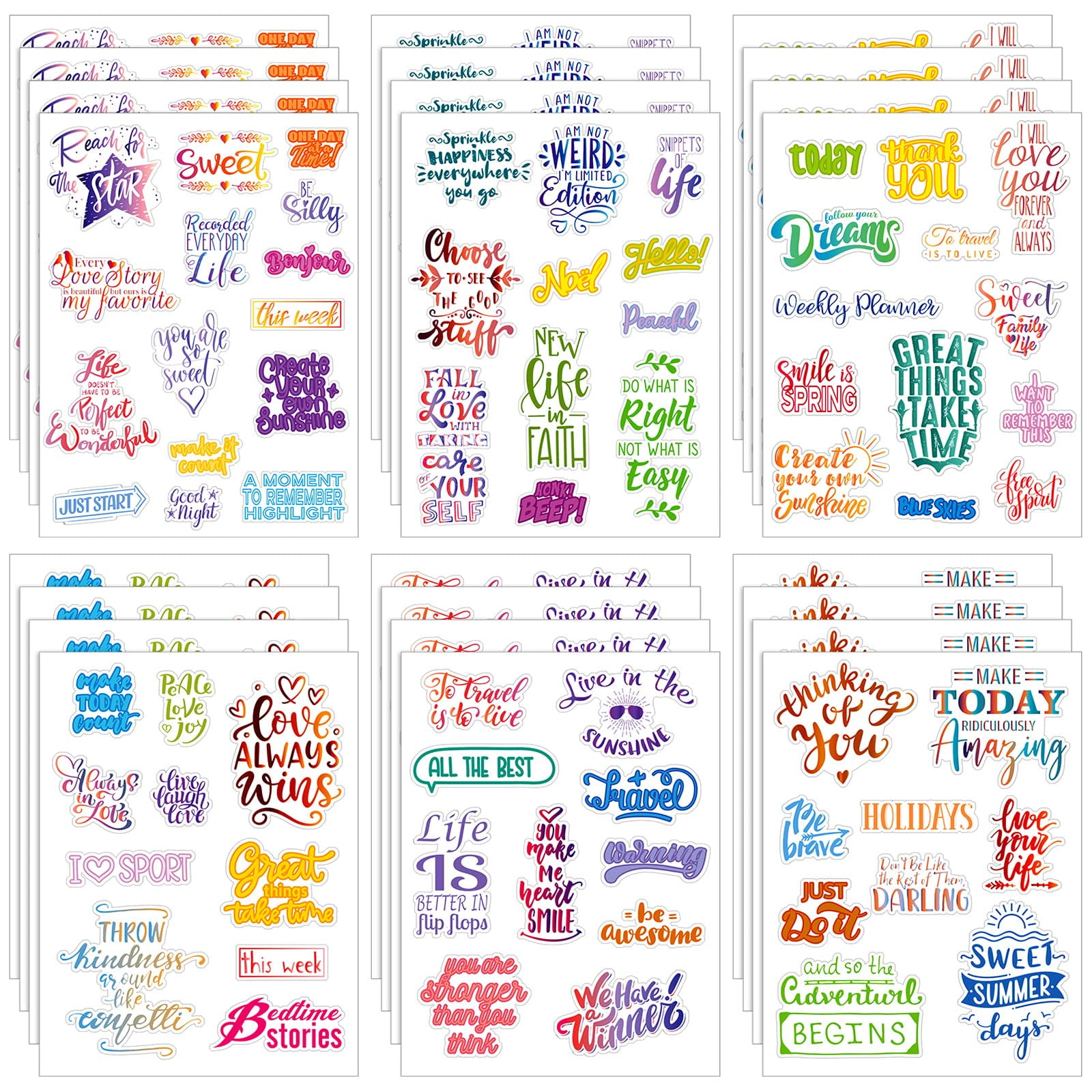 Laumoi 546 Pcs 24 Sheet Scrapbook Stickers Vintage Words Stickers for ...