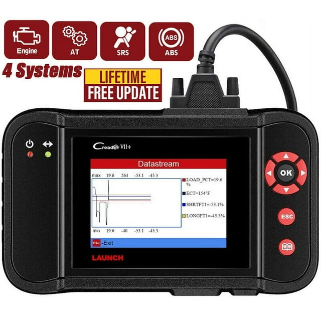 Launch X431 Creader VII+ OBD2 Scanner EOBD Auto Diagnostic ABS Engine Light Full System Tools ...