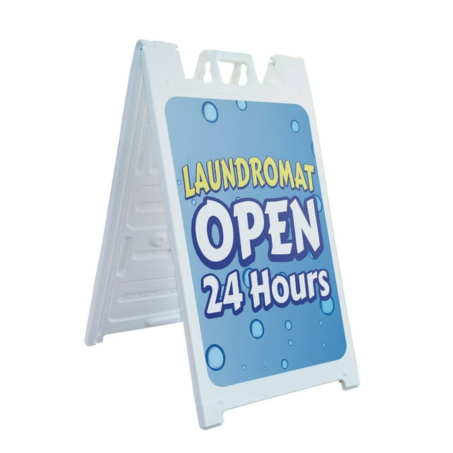 Laundromat 24" x 36" Double Sided A-Frame Sidewalk Sign, Includes 2 ...