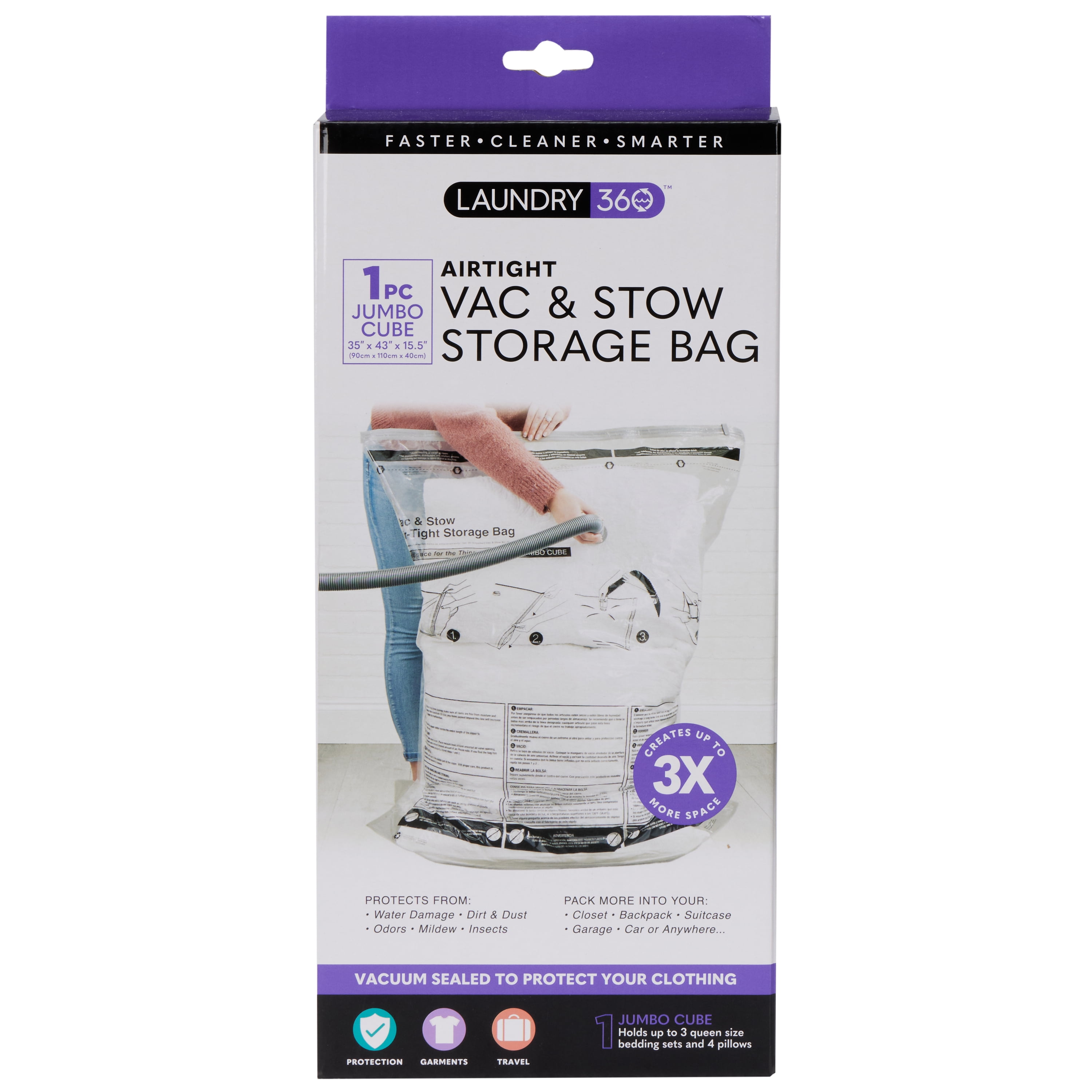 Laundry 360 Jumbo Size Cubed Vacuum Storage Bag - Walmart.com