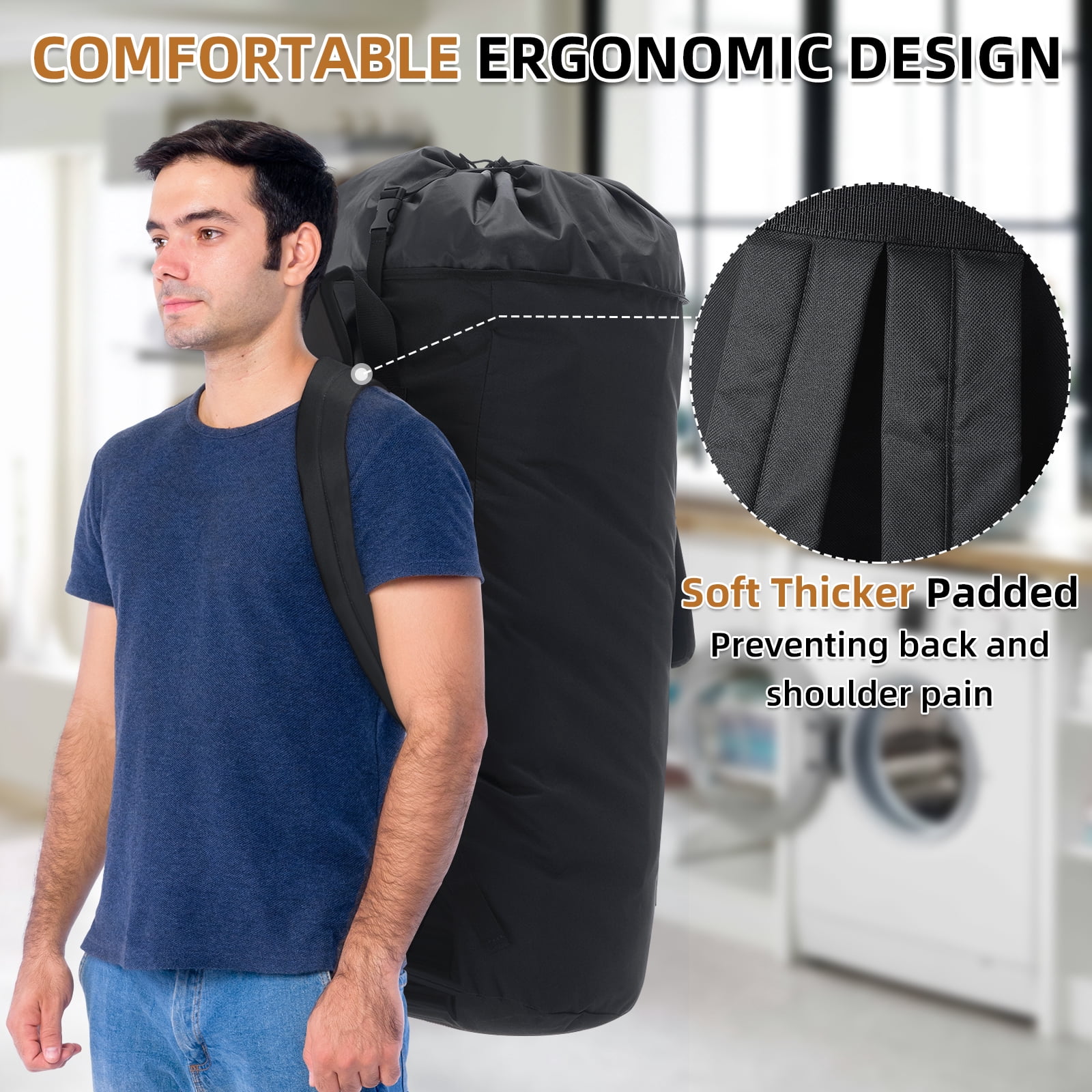 Laundry Bag With Straps BALEINE 120L Laundry Backpack Bag - Large ...