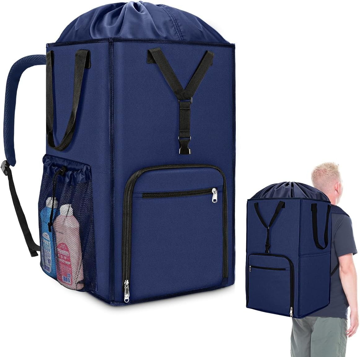 Laundry Bag Backpack, 2 in 1 Extra Large Laundry Hamper Basket for ...