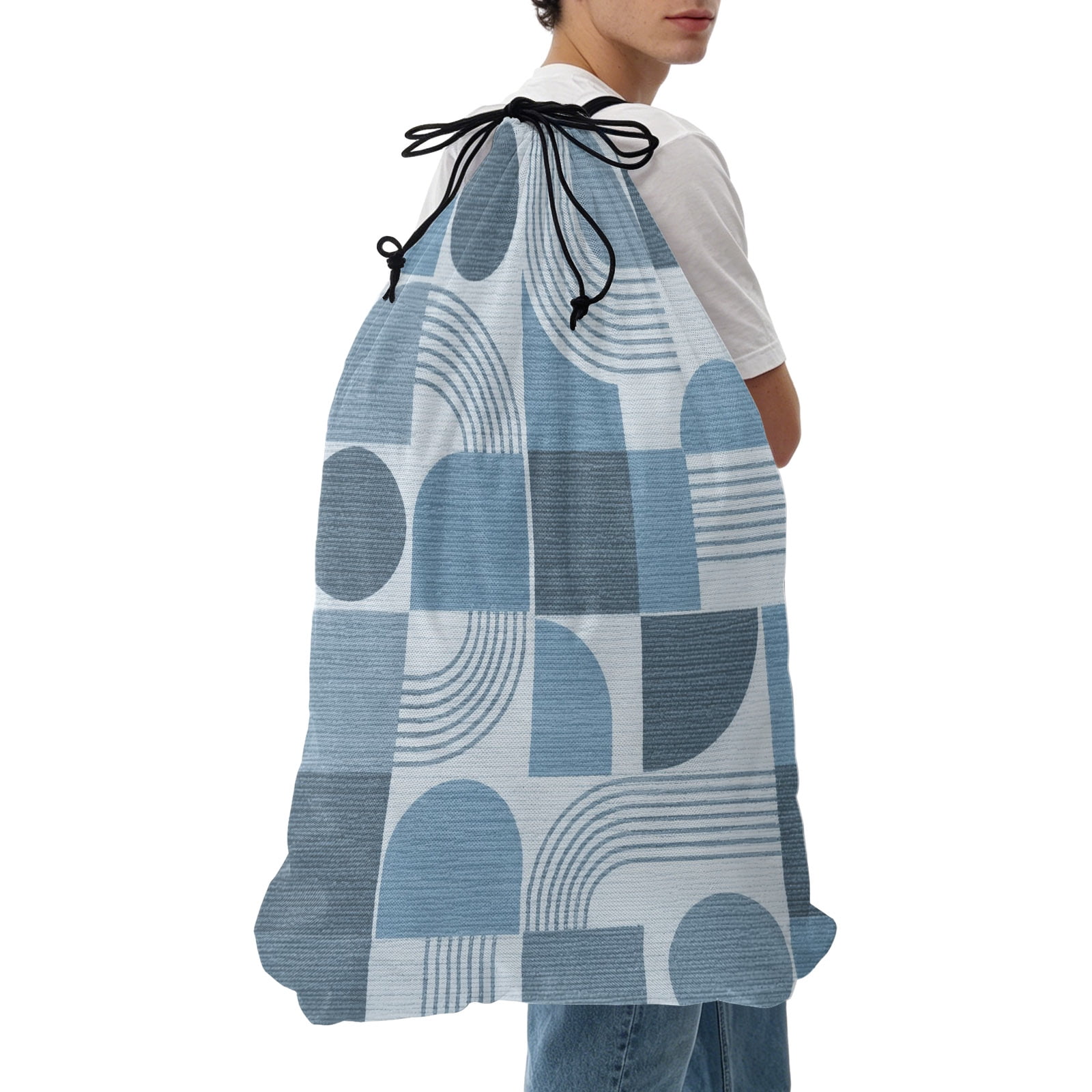 Laundry Bag Blue Quarter Circles Mesh Wash Bags Dirty Clothes Organizer ...