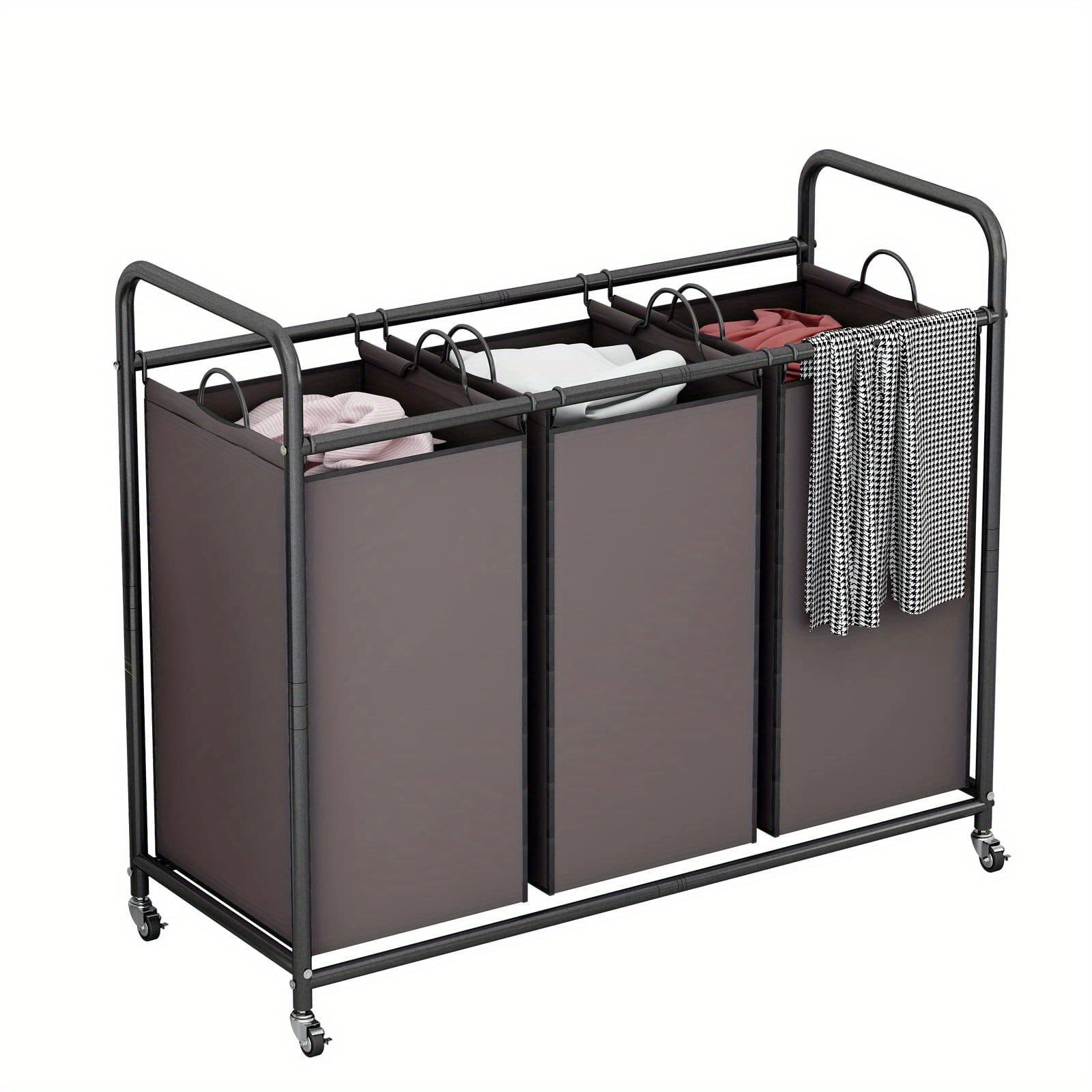 [Laundry Basket] 3-Bag Laundry Basket Sorter | Heavy Duty Rolling ...
