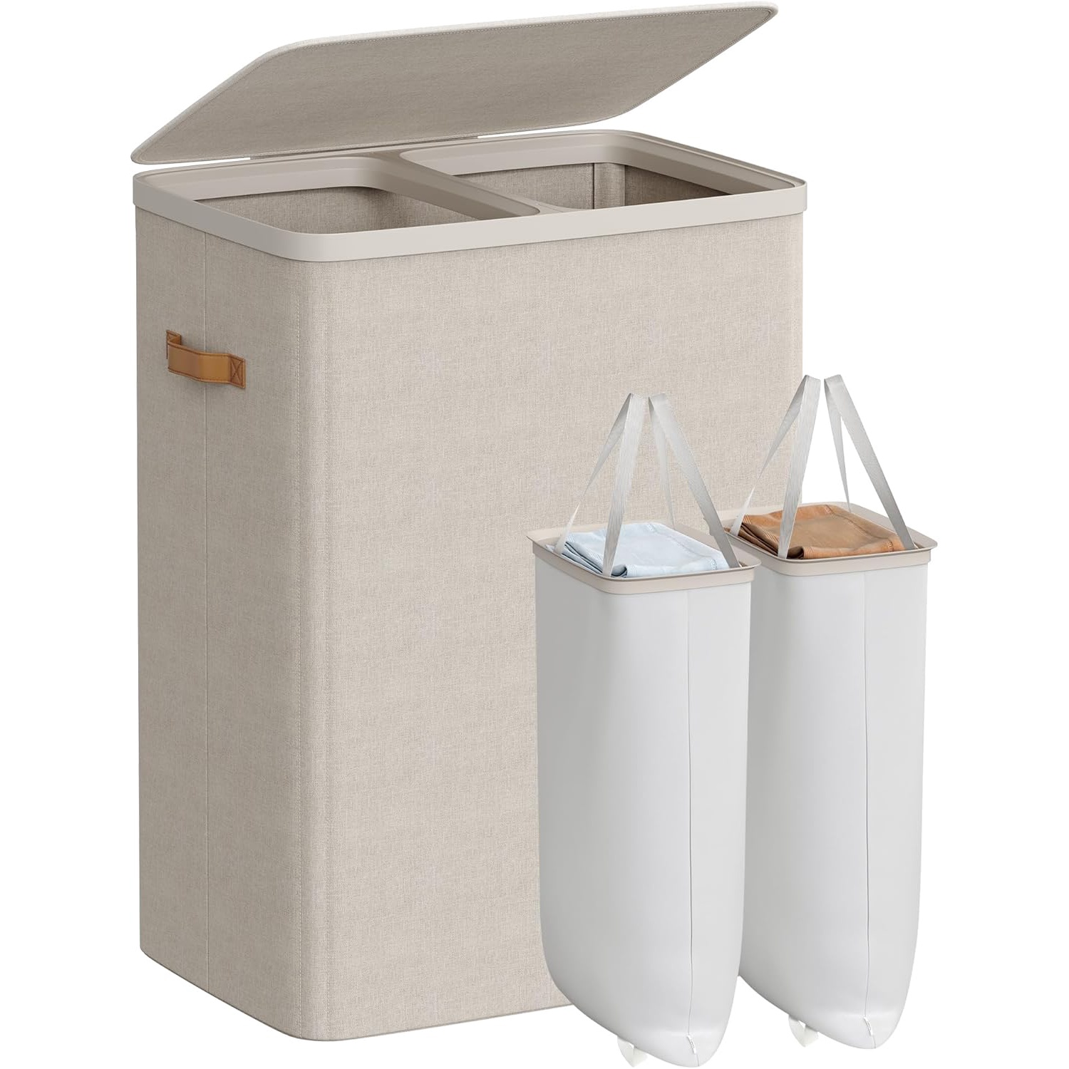 Laundry Basket, 44.9 Gal. Laundry Hamper, 2 Compartments, Easy Assembly ...