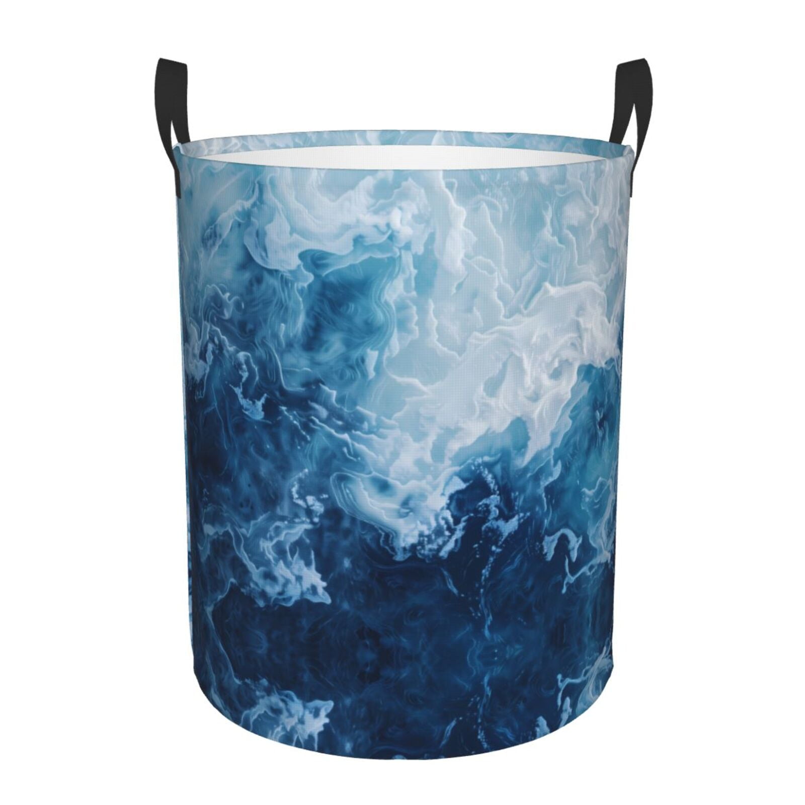 Laundry Basket, Abstract Ocean Waves Waterproof Laundry Hamper With ...