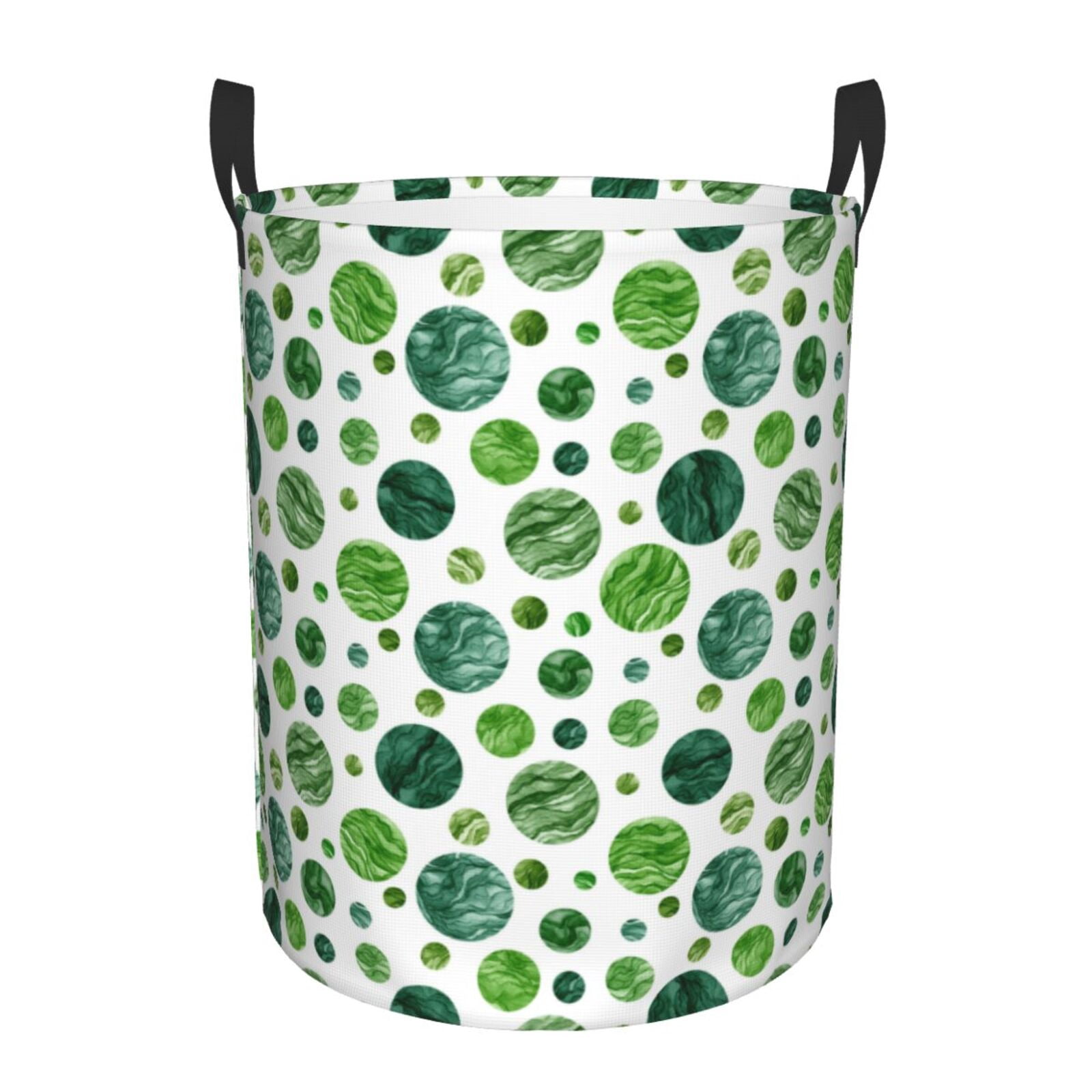 Laundry Basket, Abstract green Polka Dots Laundry Hamper Waterproof ...