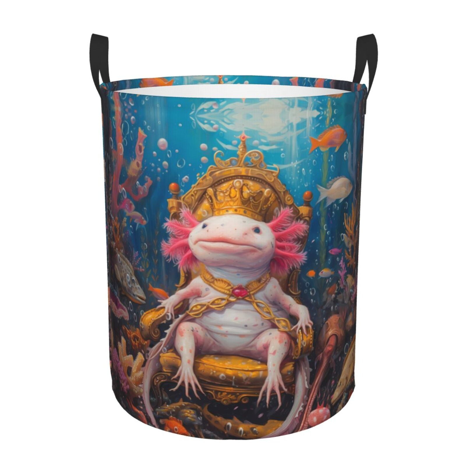 Laundry Basket, Aquatic Axolotl King Waterproof Laundry Hamper With ...