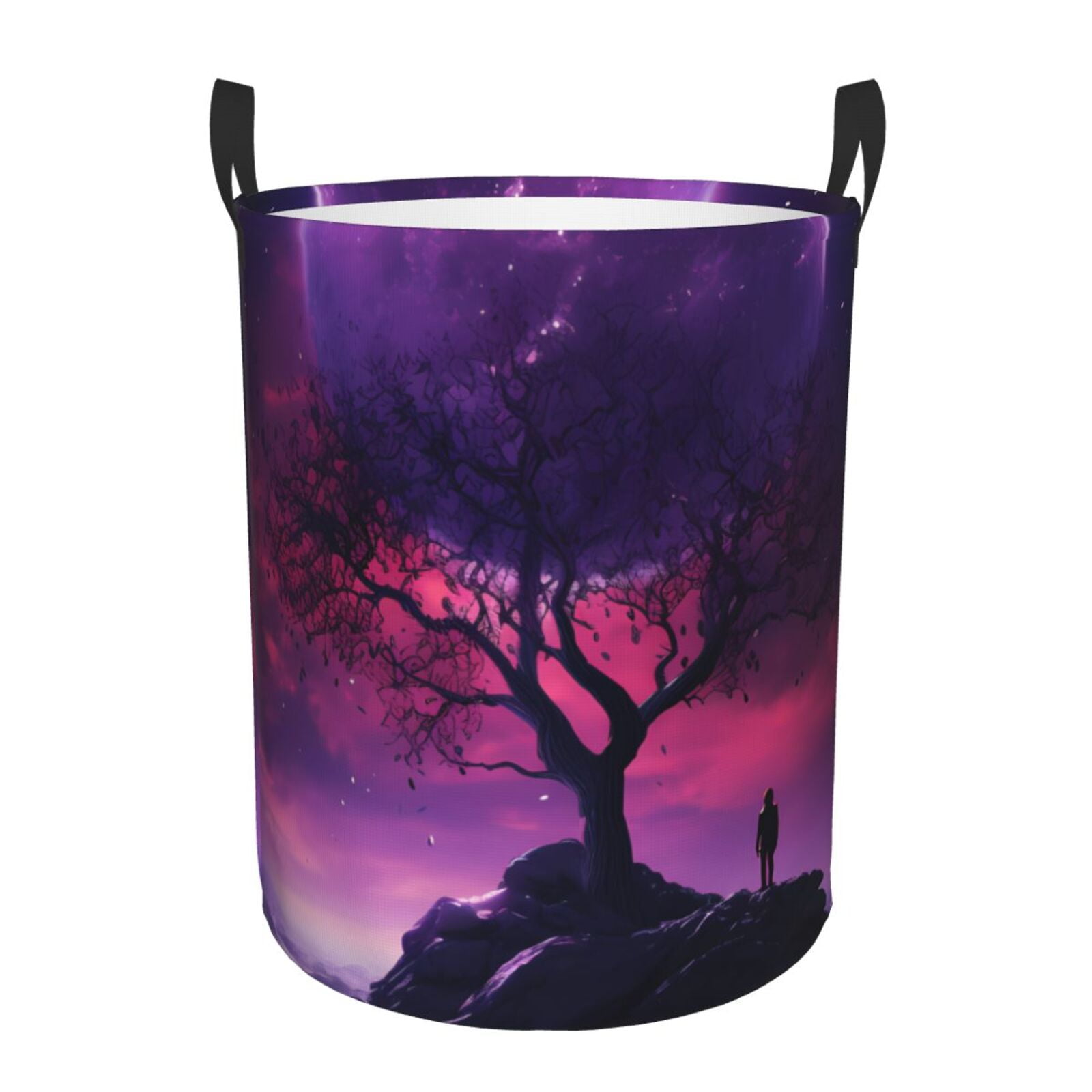 Laundry Basket, Artistic Purple Starry Sky Tree Laundry Hamper ...