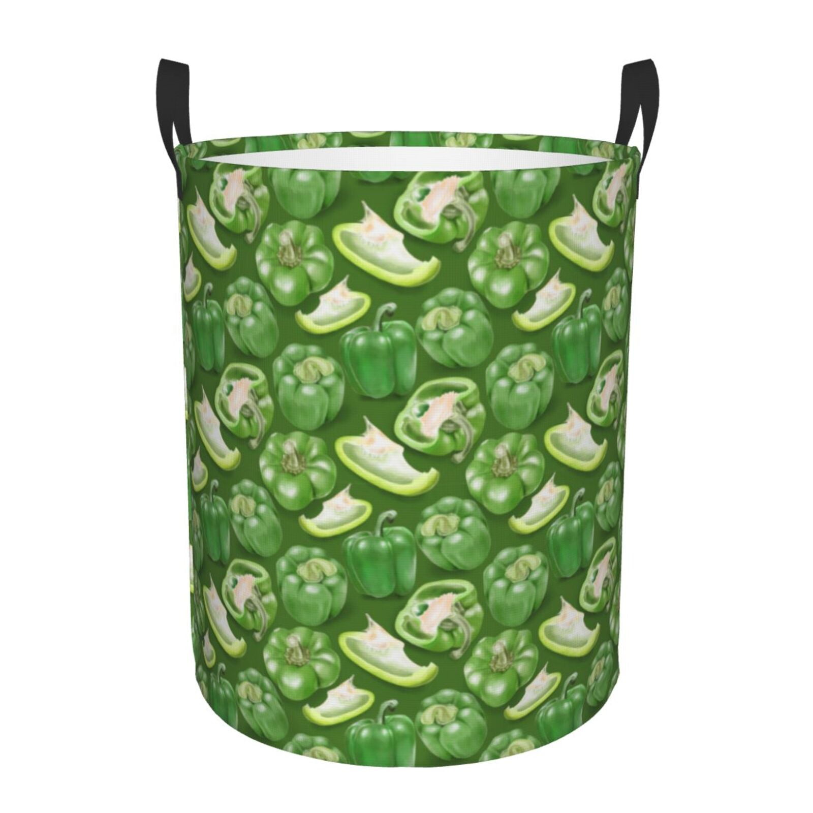 Laundry Basket, Bell Pepper Green Print Waterproof Laundry Hamper With ...