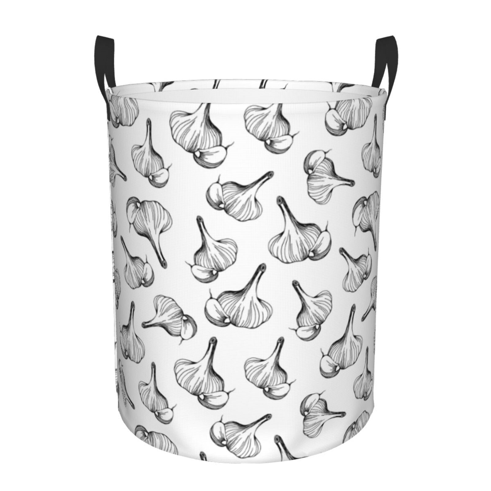 Laundry Basket, Black Garlic Cloves White Waterproof Laundry Hamper ...