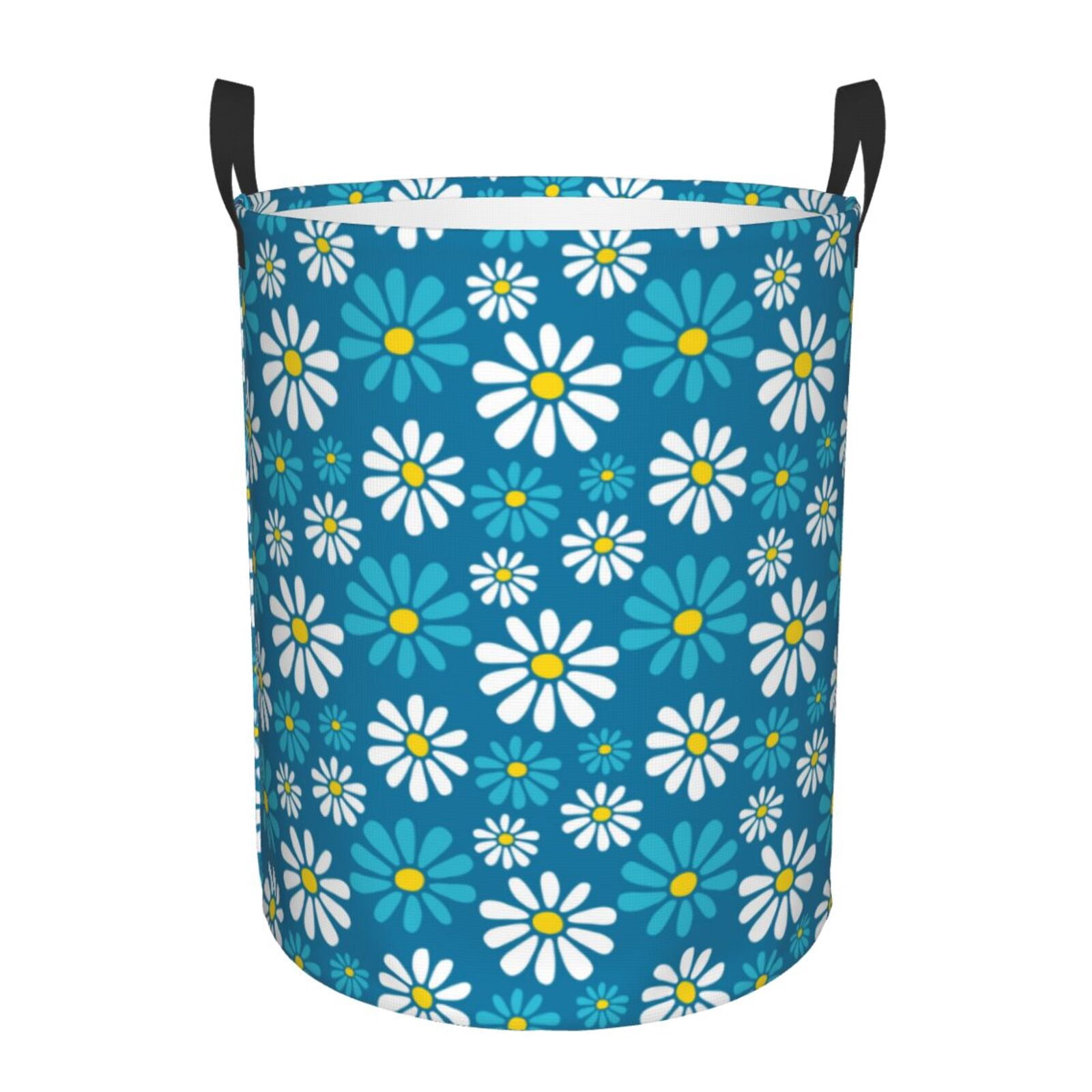 Laundry Basket, Blue Daisies Flowers Waterproof Laundry Hamper With ...