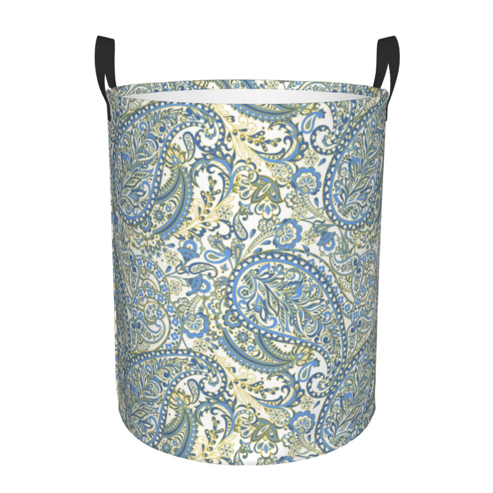 Laundry Basket, Blue Green Paisley Waterproof Laundry Hamper With ...