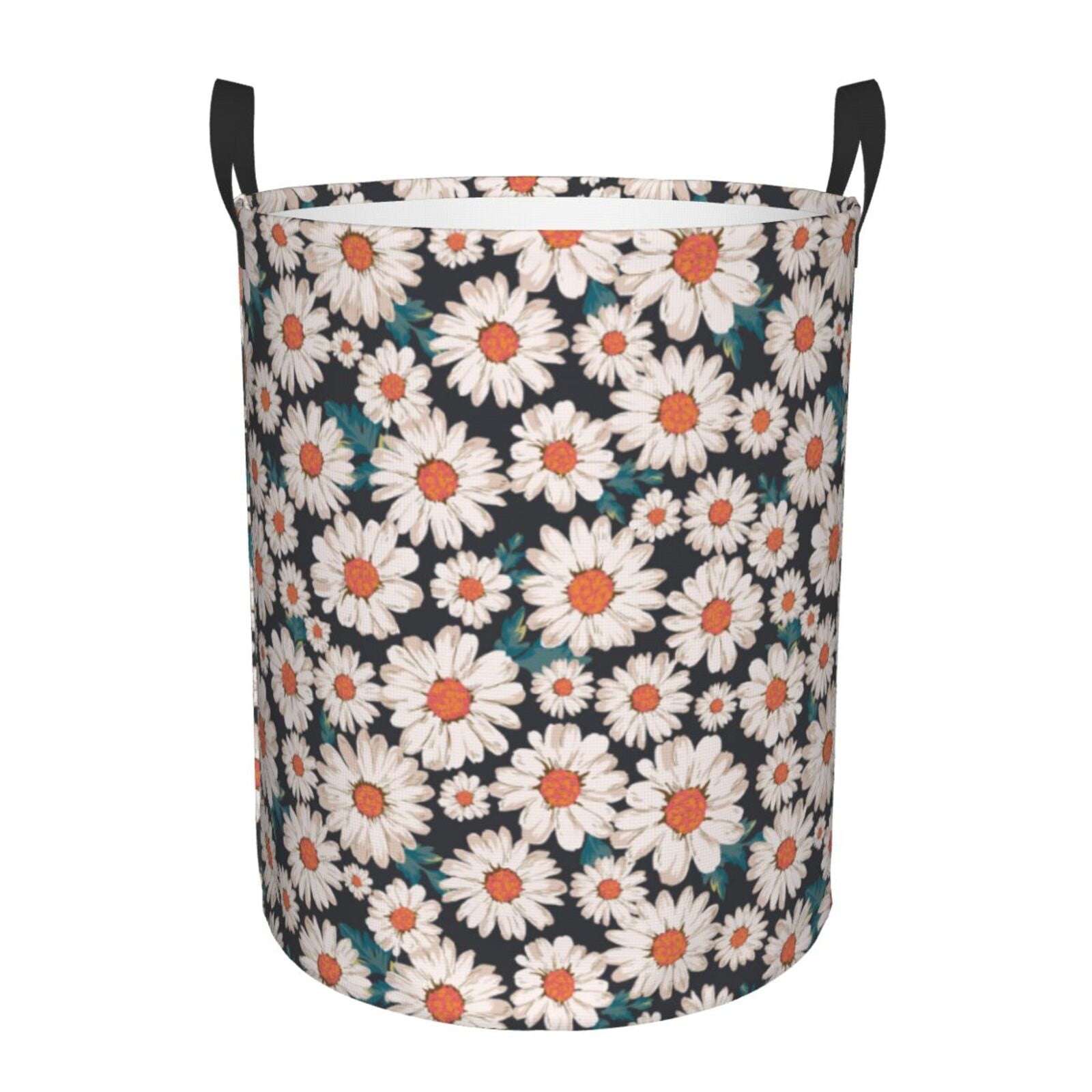 Laundry Basket, Blue Leaves Daisies Flowers Waterproof Laundry Hamper ...
